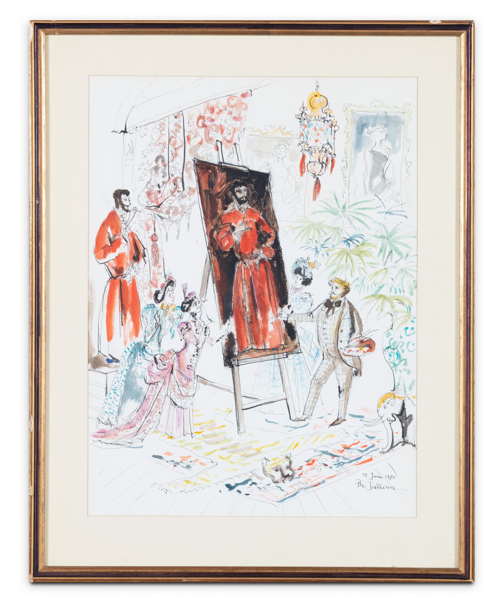 John Sargent peignant le docteur Samuel Pozzi. 1975. Dessin original ...