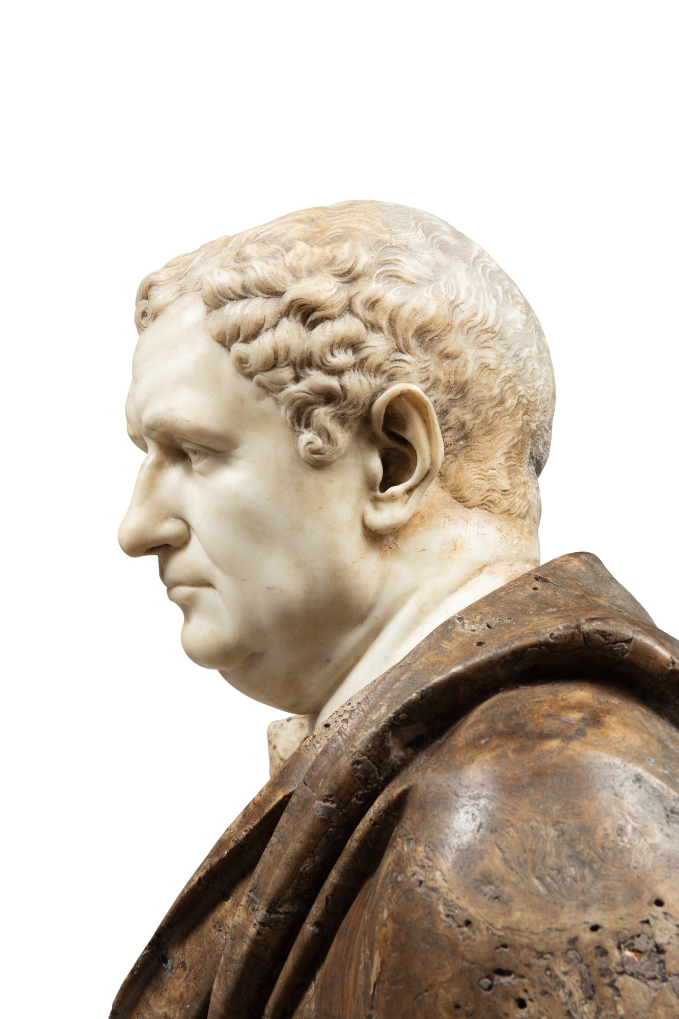 An Italian white marble and onyx bust of the Roman emperor Vitellius ...