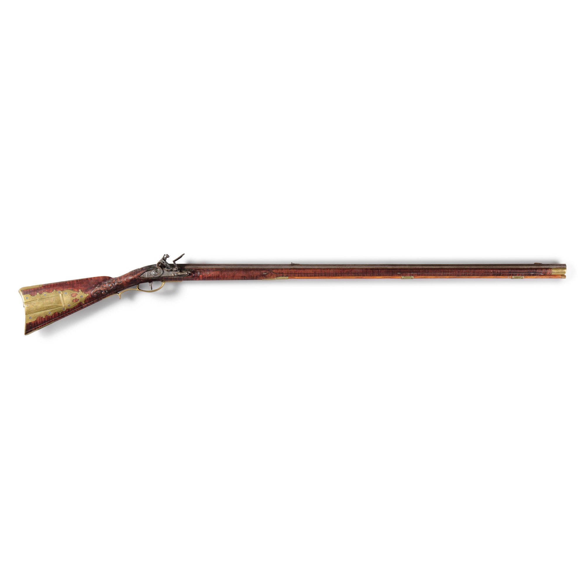 Very Fine and Extremely Rare Carved and Figured Maple, Engraved Brass ...