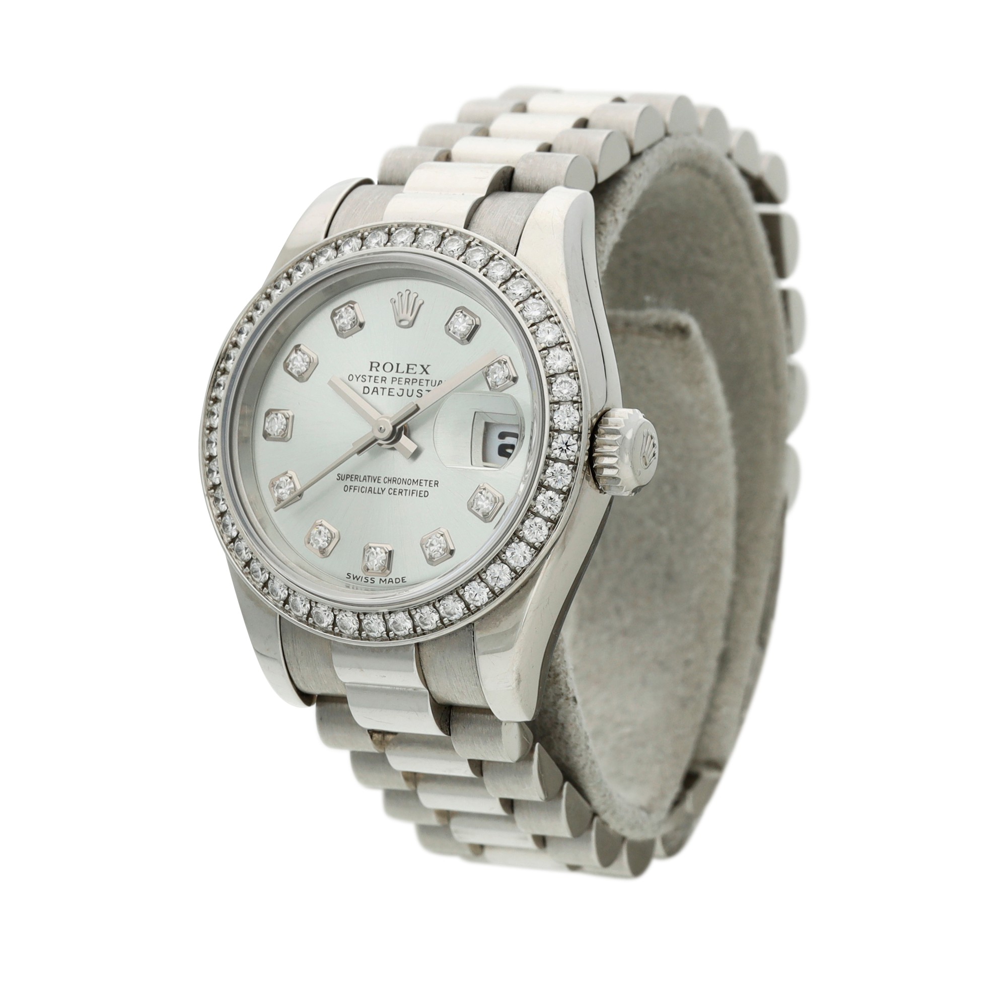 Reference 179136 Datejust, A platinum and diamond set wristwatch with ...