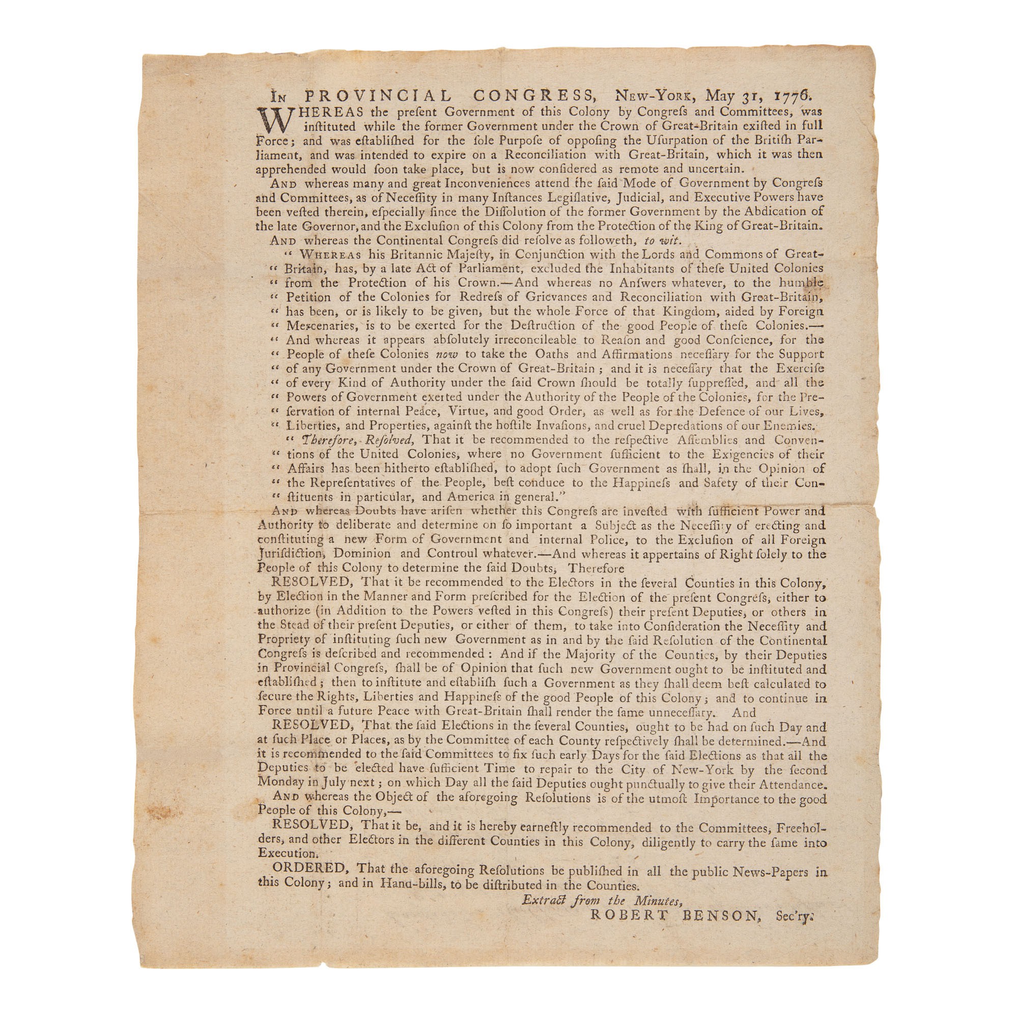 New York Provincial Congress | The end of colonial rule in New York ...