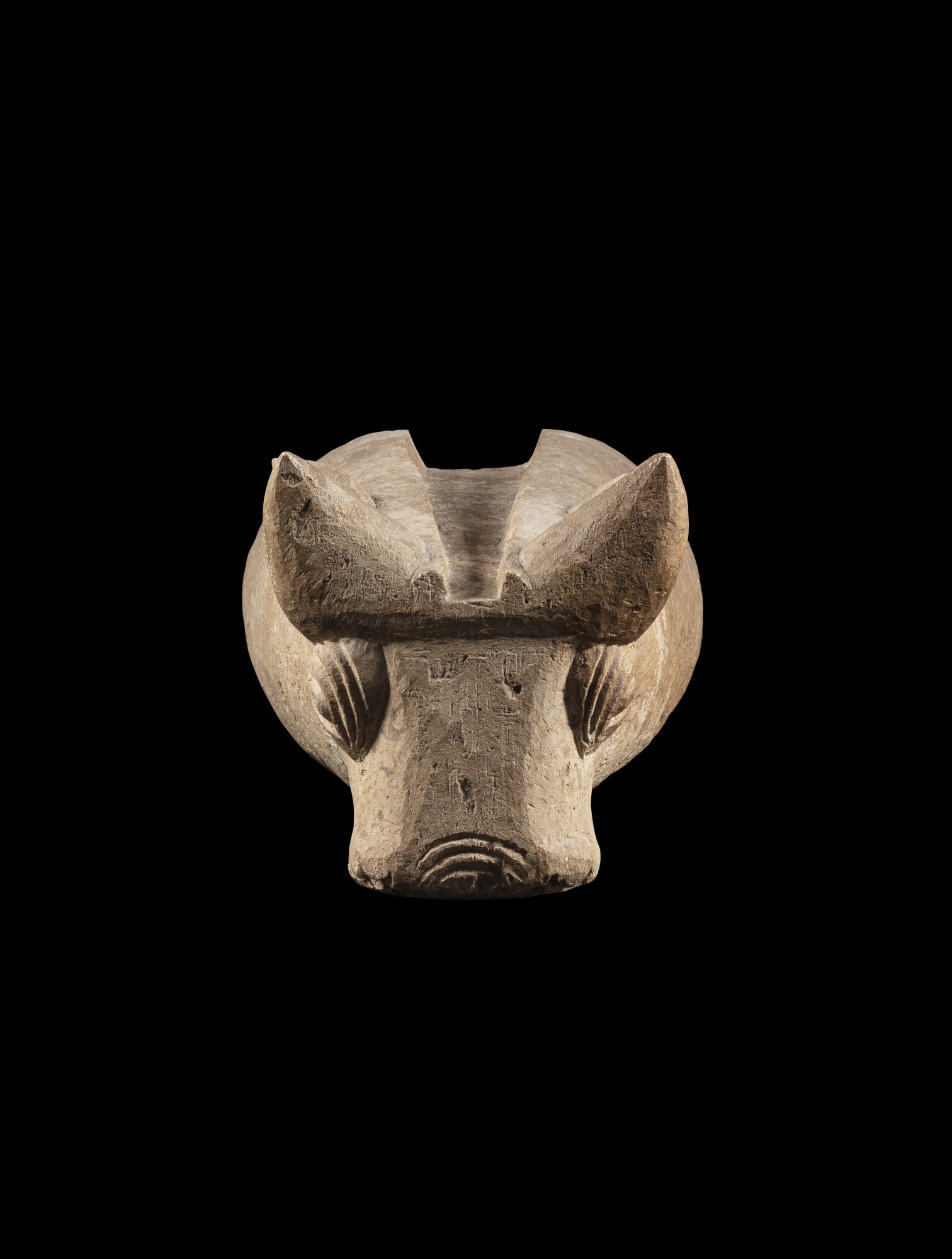 A Large South Arabian Limestone Libation Table Spout, 3rd Century B.C ...