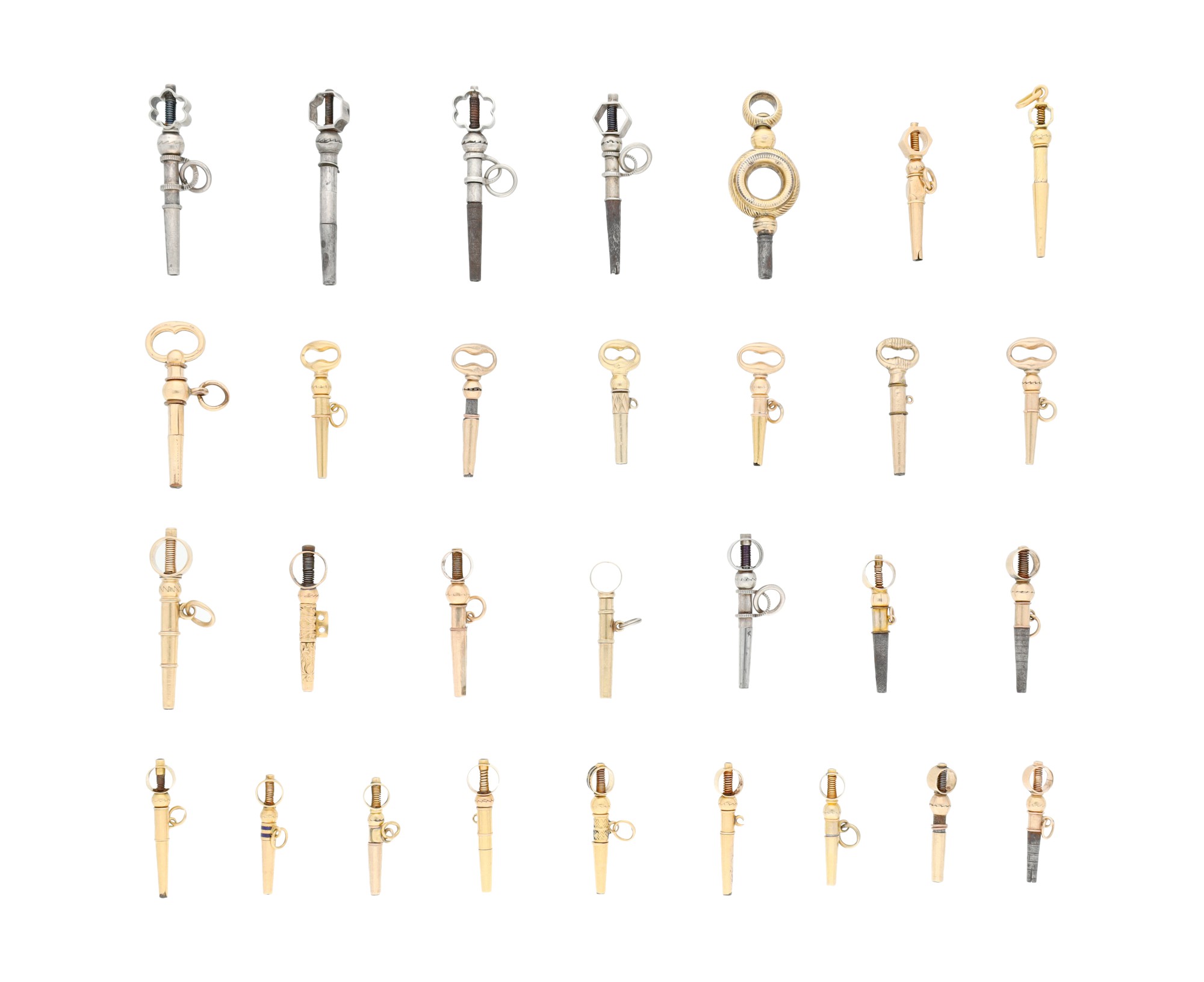 A group of gold, gilt-metal and silver keys | Fine Watches including ...