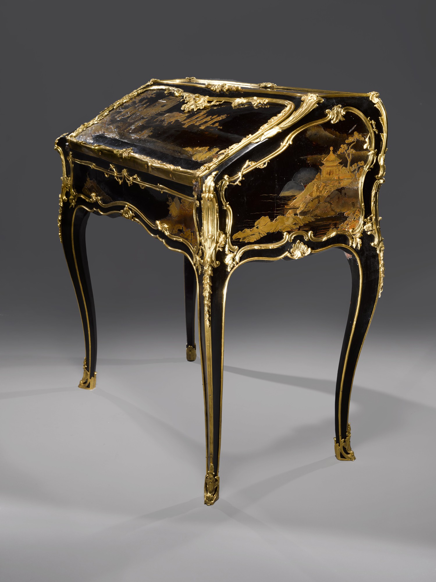 A Louis XV Gilt Bronze-Mounted Japanese and European Lacquer Bureau En ...