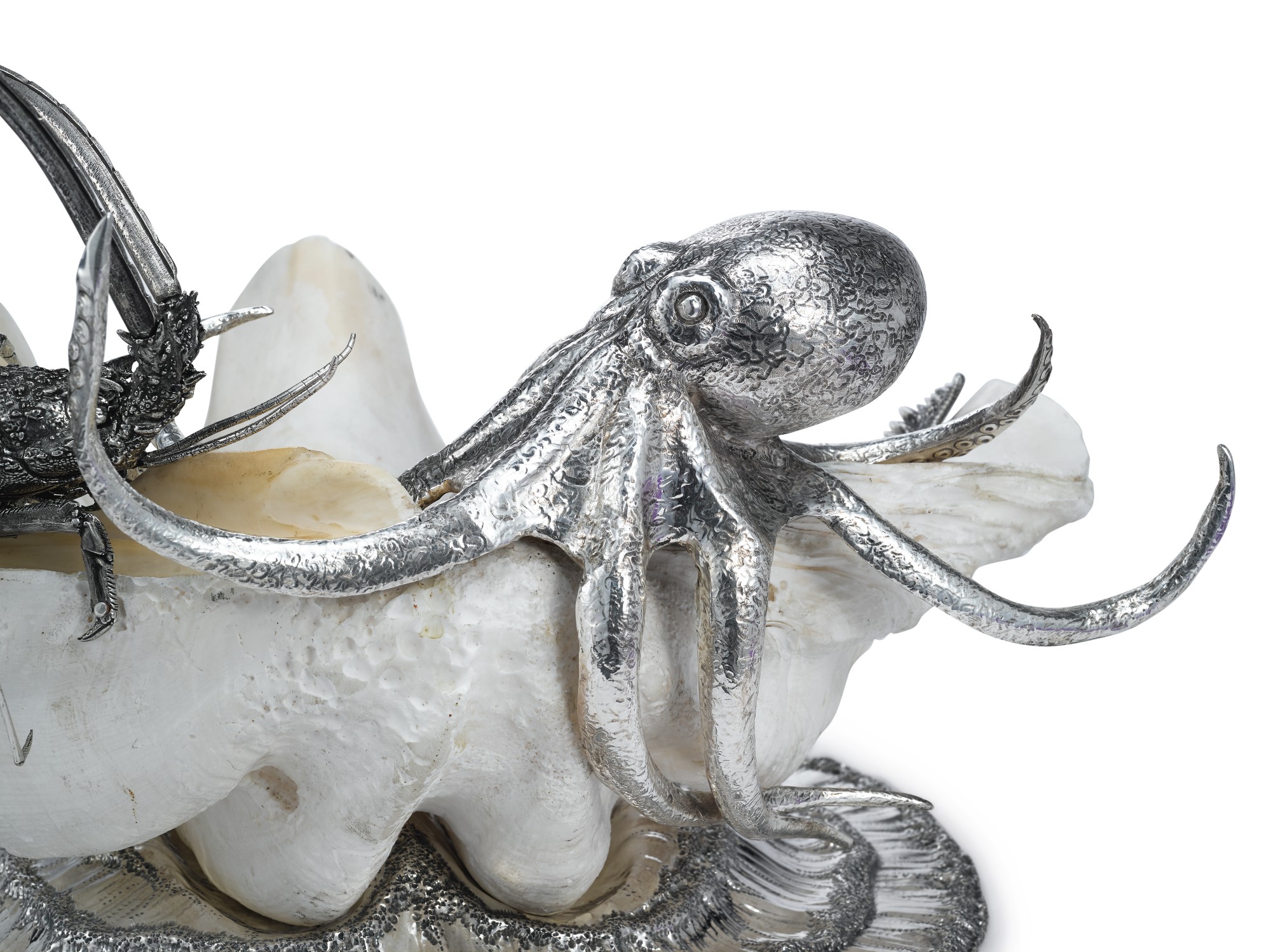 A LARGE ITALIAN SILVER-MOUNTED SHELL CENTERPIECE, GIANMARIA BUCCELLATI ...