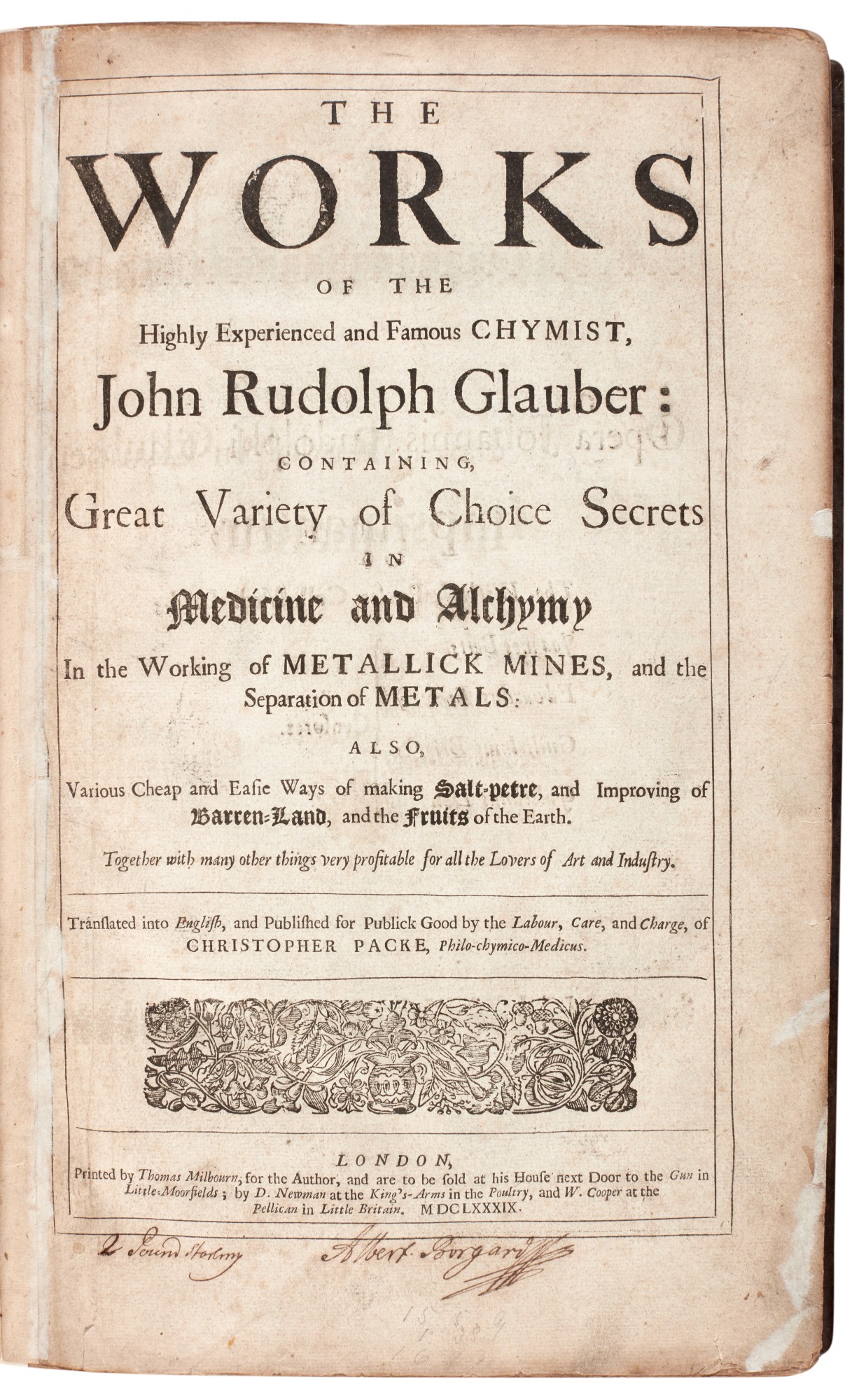 Glauber, The works, London, 1689, contemporary panelled calf | Music ...