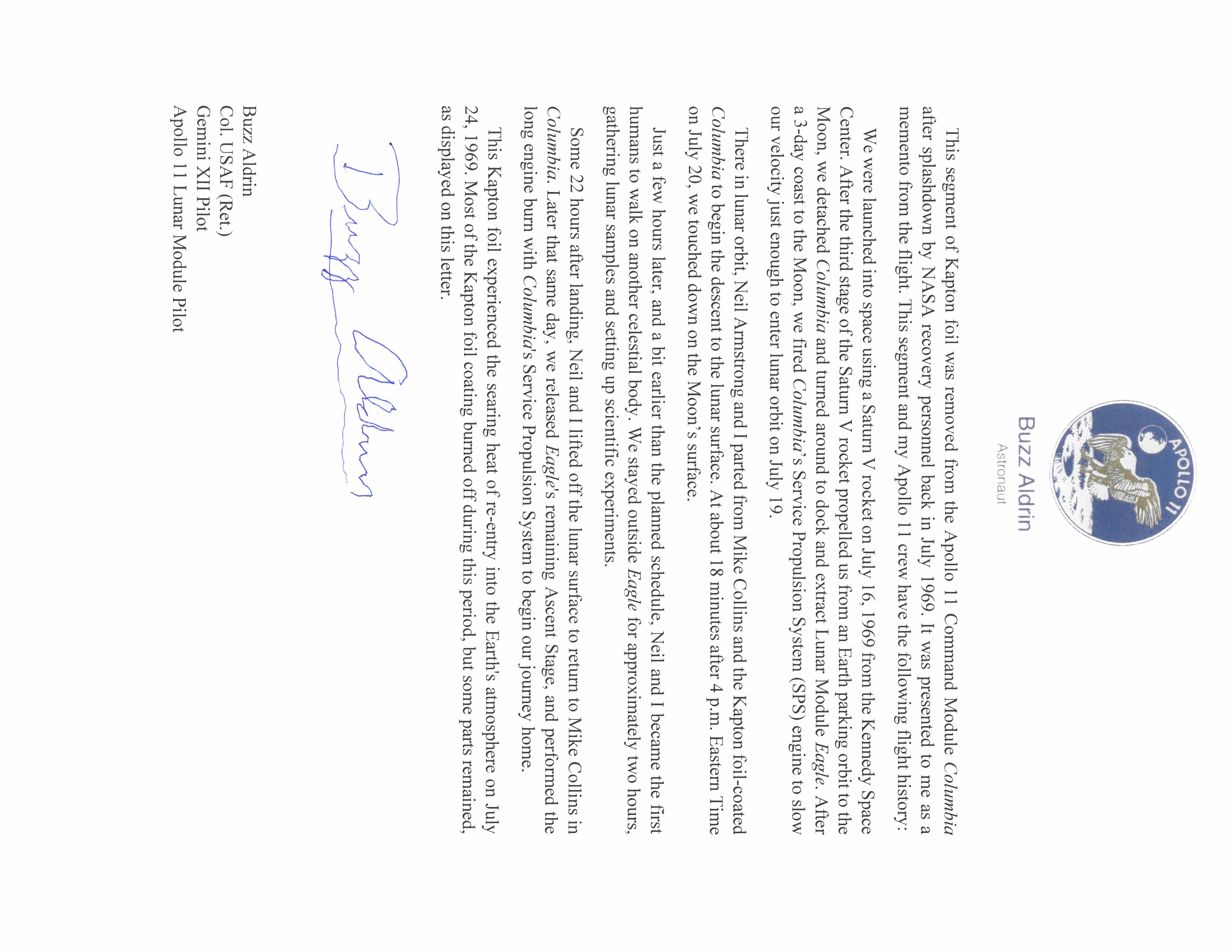 FLOWN to the Moon and exposed to the vacuum of Space on Apollo 11—a ...