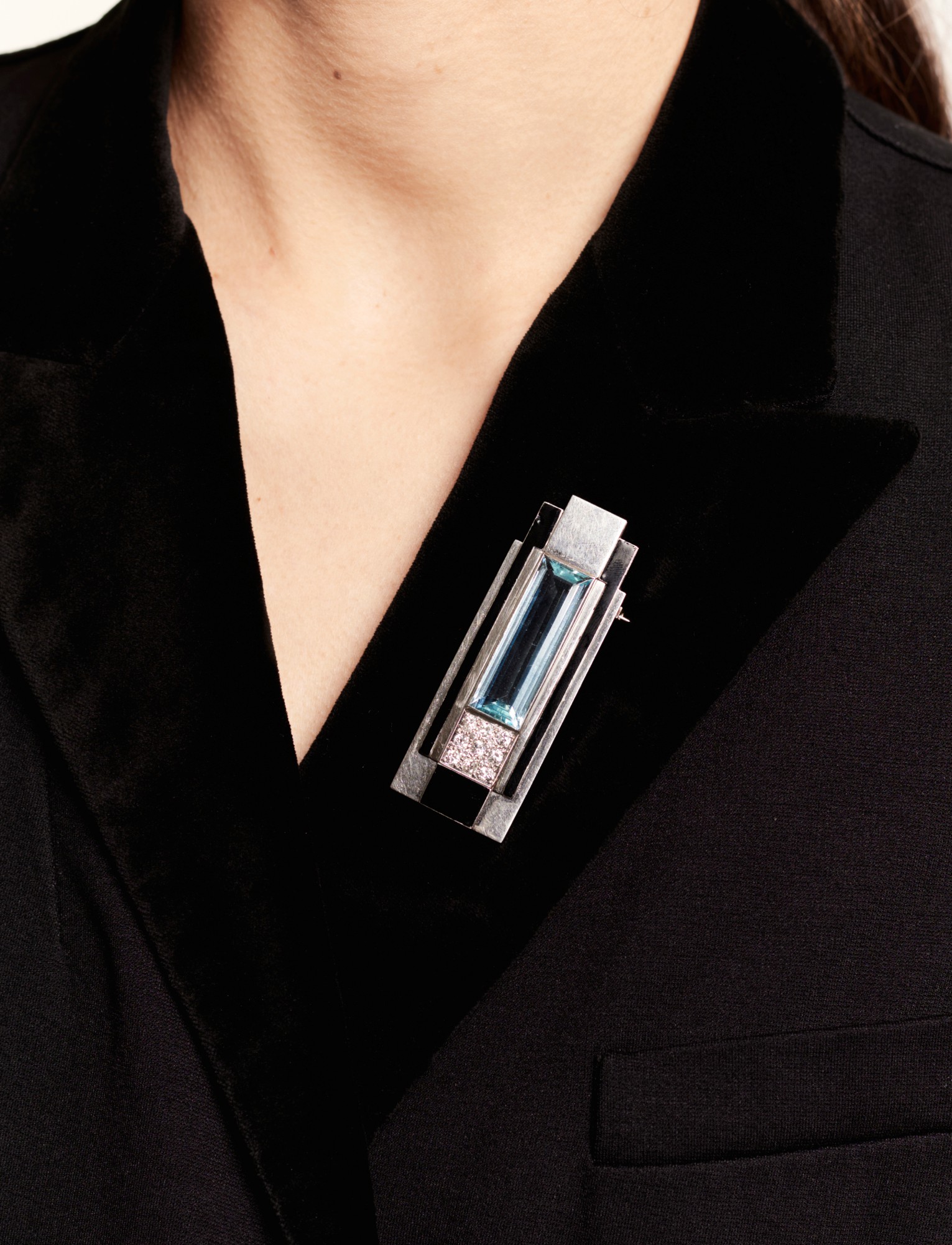 Raymond Templier | Aquamarine, Enamel and Diamond Brooch, France ...