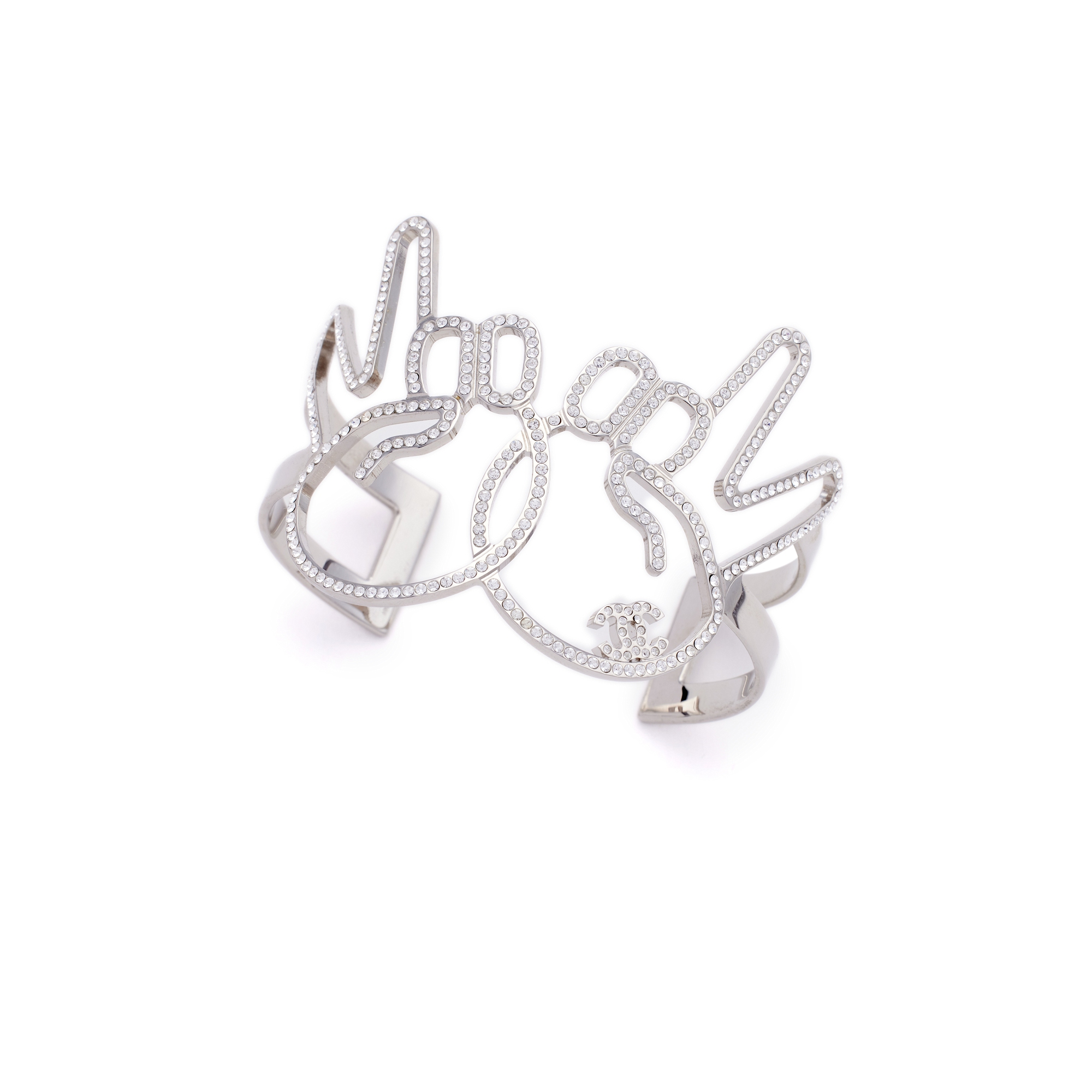 Chanel Silver Metal And Strass Peace Sign Emoji Cuff, 2016 Available ...