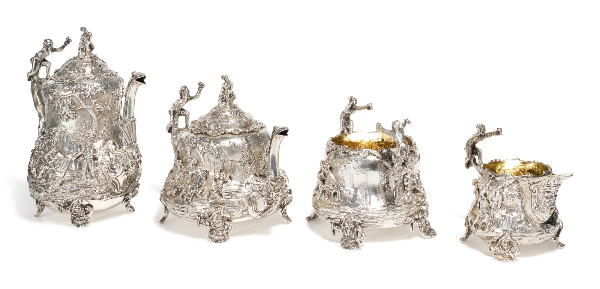 An Assembled Victorian Silver Teniers Pattern Four-Piece Tea and Coffee ...
