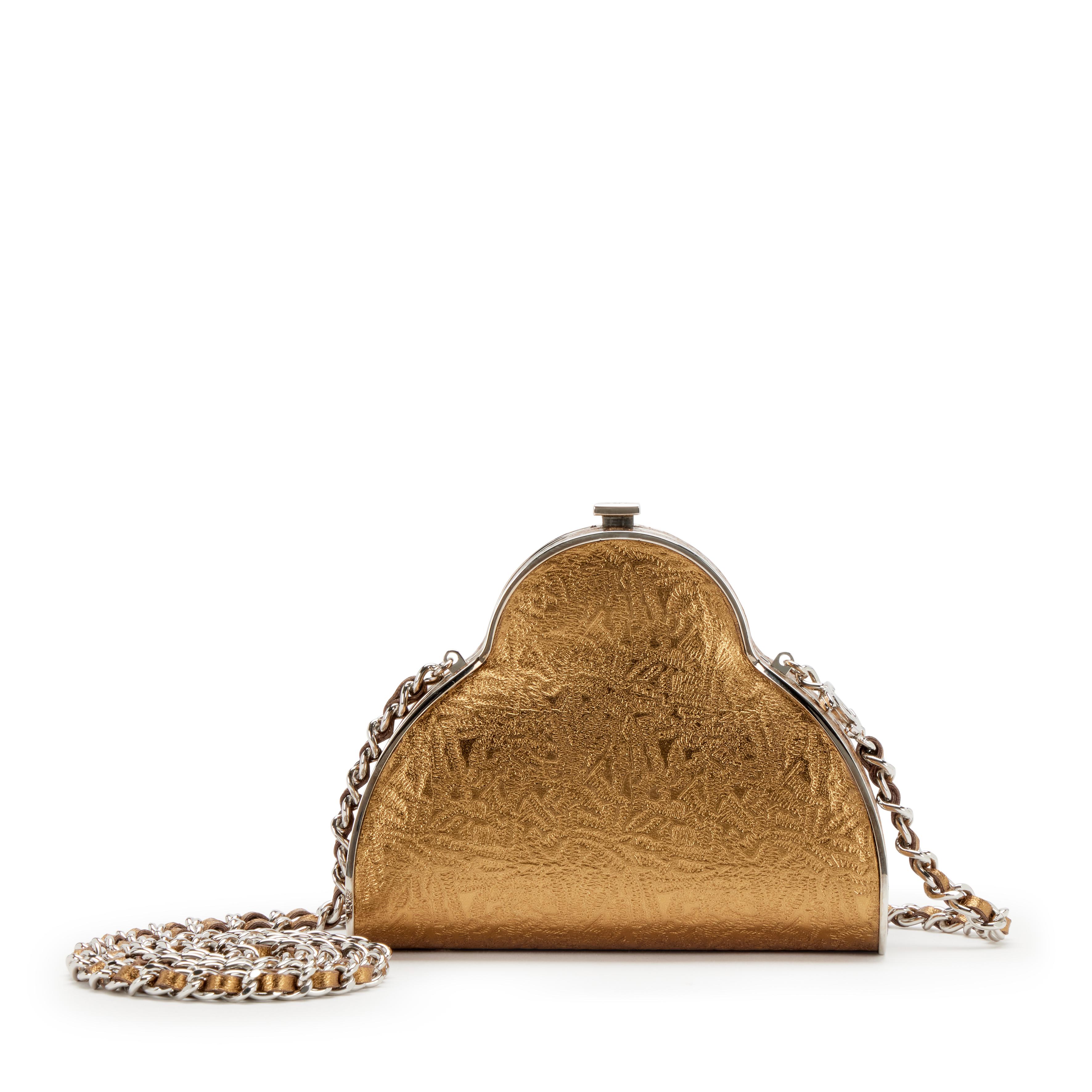 Chanel Gold Embossed Calfskin Mini Box Minaudiere Silver Hardware, 2006 ...