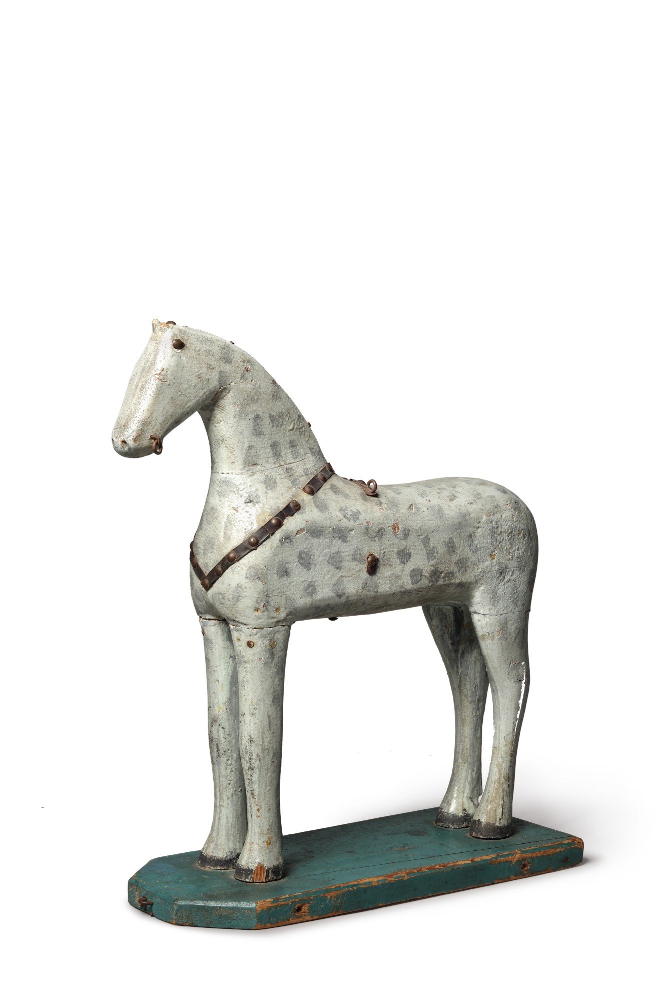 CARVED AND DAPPLE GREY PAINT-DECORATED PINE CHILD'S PULL-TOY, LIKELY ...