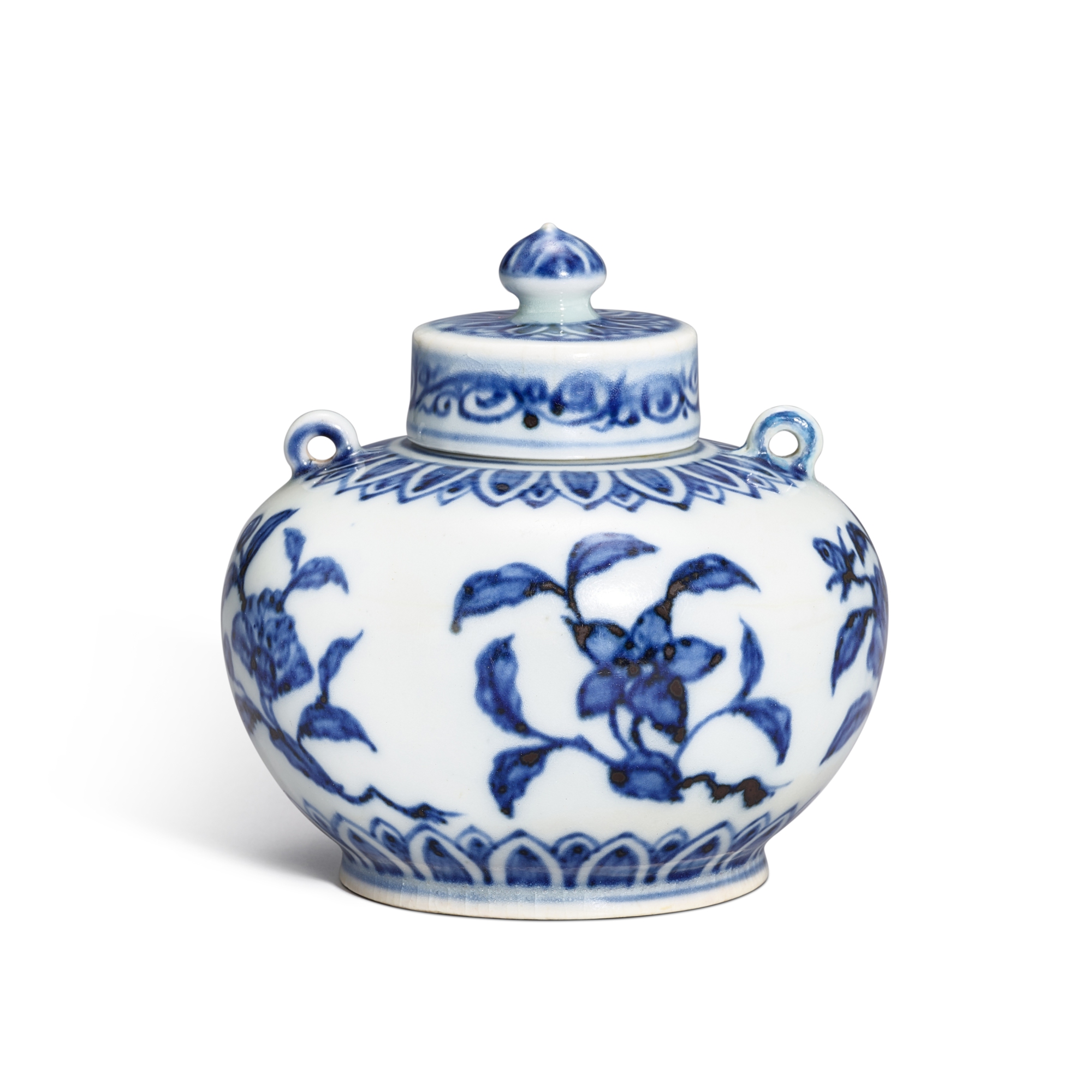 A rare blue and white jarlet and cover, Ming dynasty, Yongle period ...