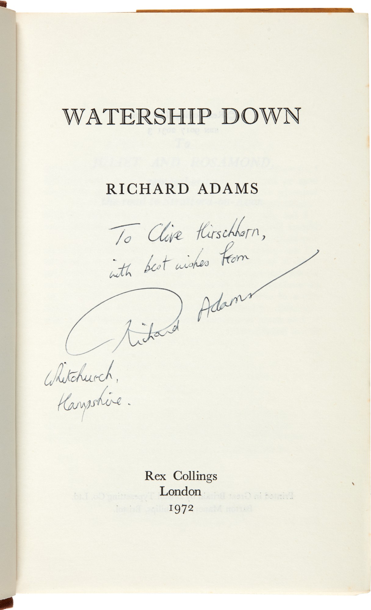 Richard Adams | Watership Down, 1972, first edition, dust-jacket ...