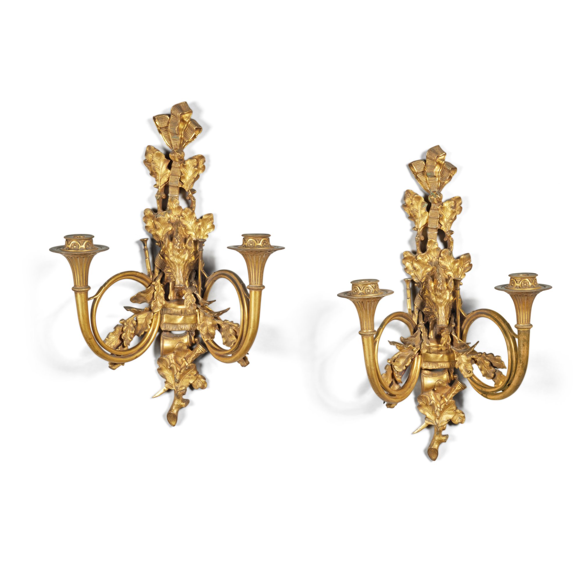 A Pair of Directoire Style Two-Branch Wall-Lights, Late 19th Century ...