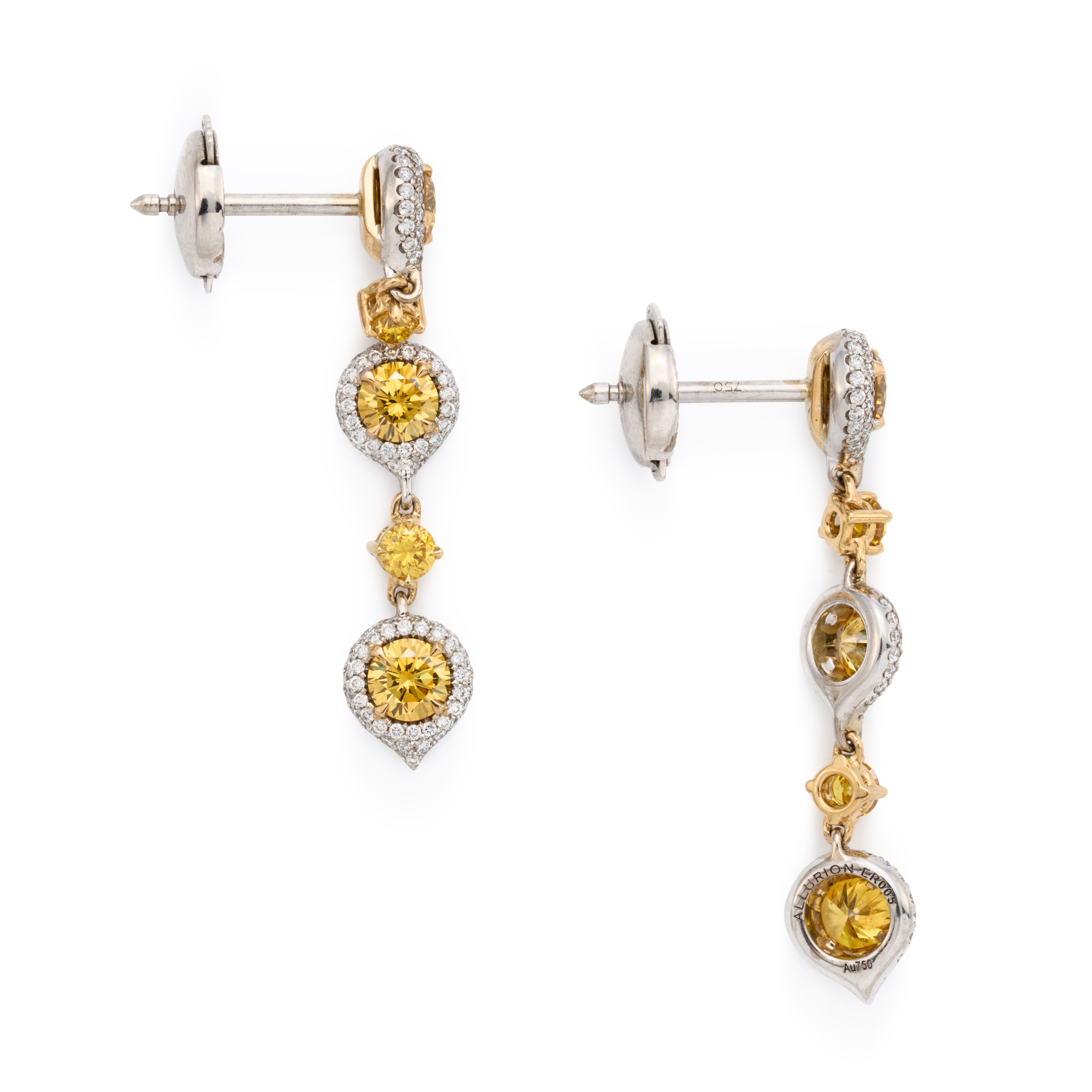Fancy yellow diamond and diamond earrings | Fine Jewels, Watches ...