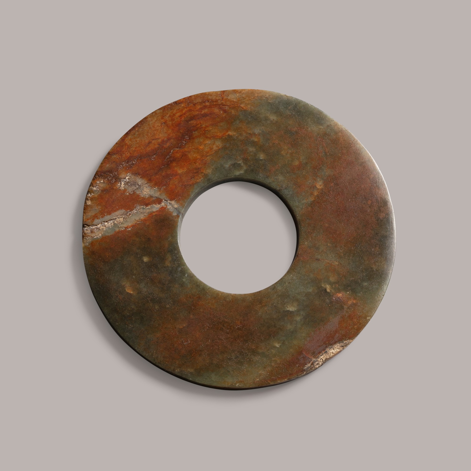 A jade disc, bi, Neolithic period-Zhou dynasty | 新石器時代至周 玉璧 | Two ...