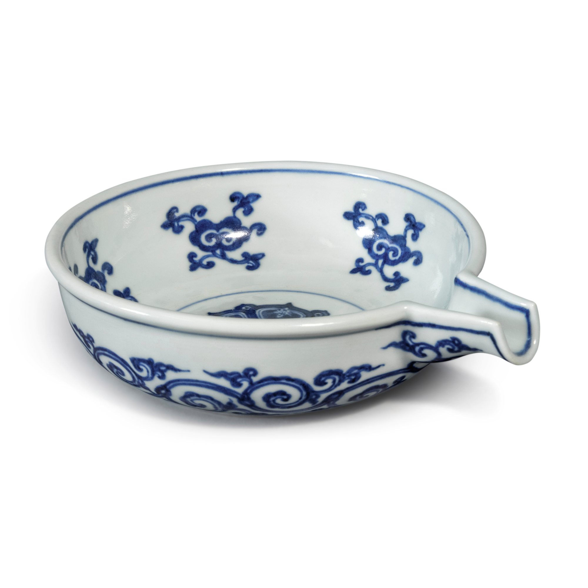 An extremely rare blue and white pouring vessel (Yi), Ming dynasty ...
