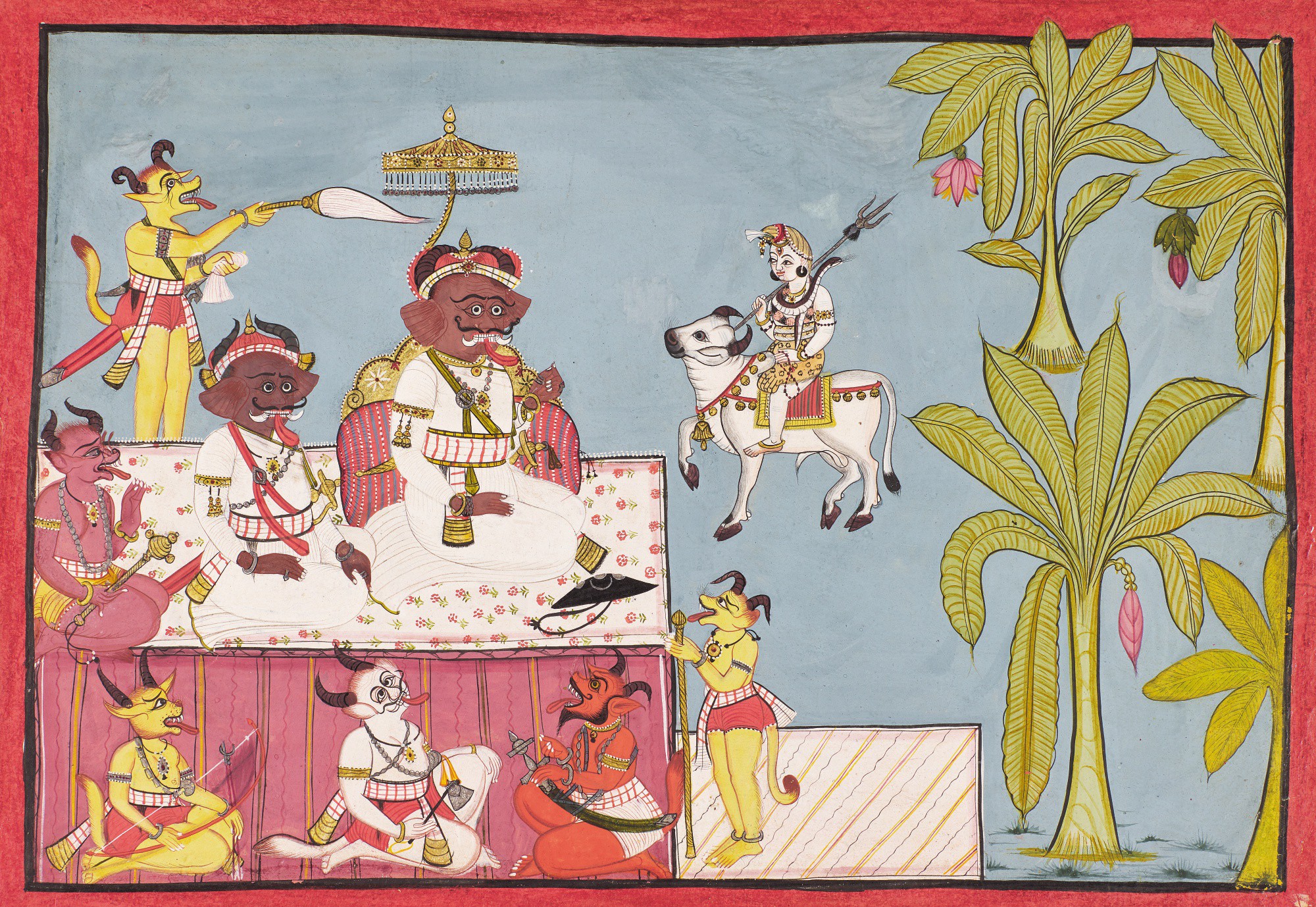 A GROUP OF NINE ILLUSTRATIONS FROM A DEVI SERIES, INDIA, MANDI, CIRCA ...