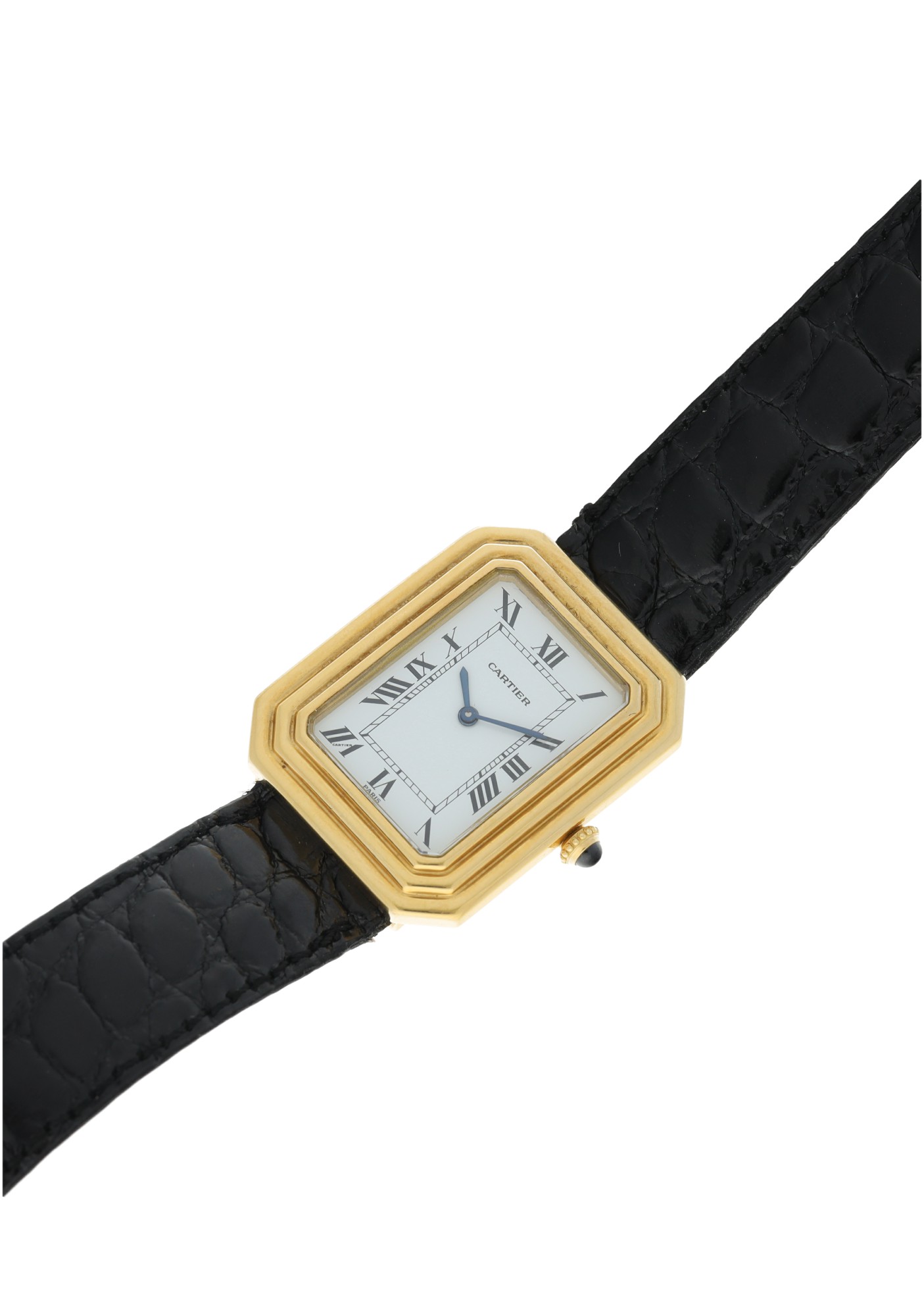 CHRISTALLOR A YELLOW GOLD RECTANGULAR WRISTWATCH WITH TRIPLE-STEP BEZEL ...