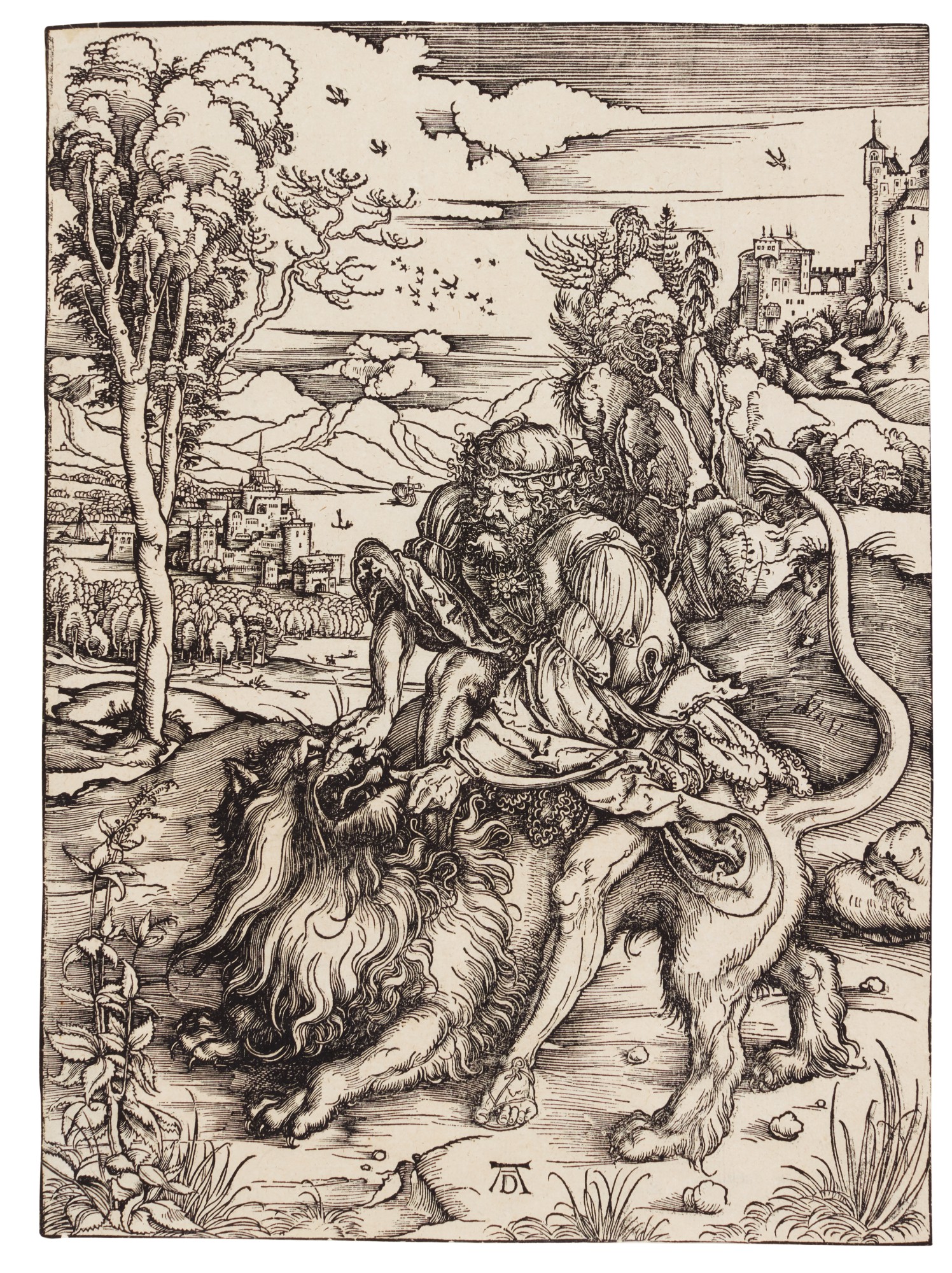 Samson Fighting with the Lion (B. 2; M., Holl. 107) | Old Master Prints ...