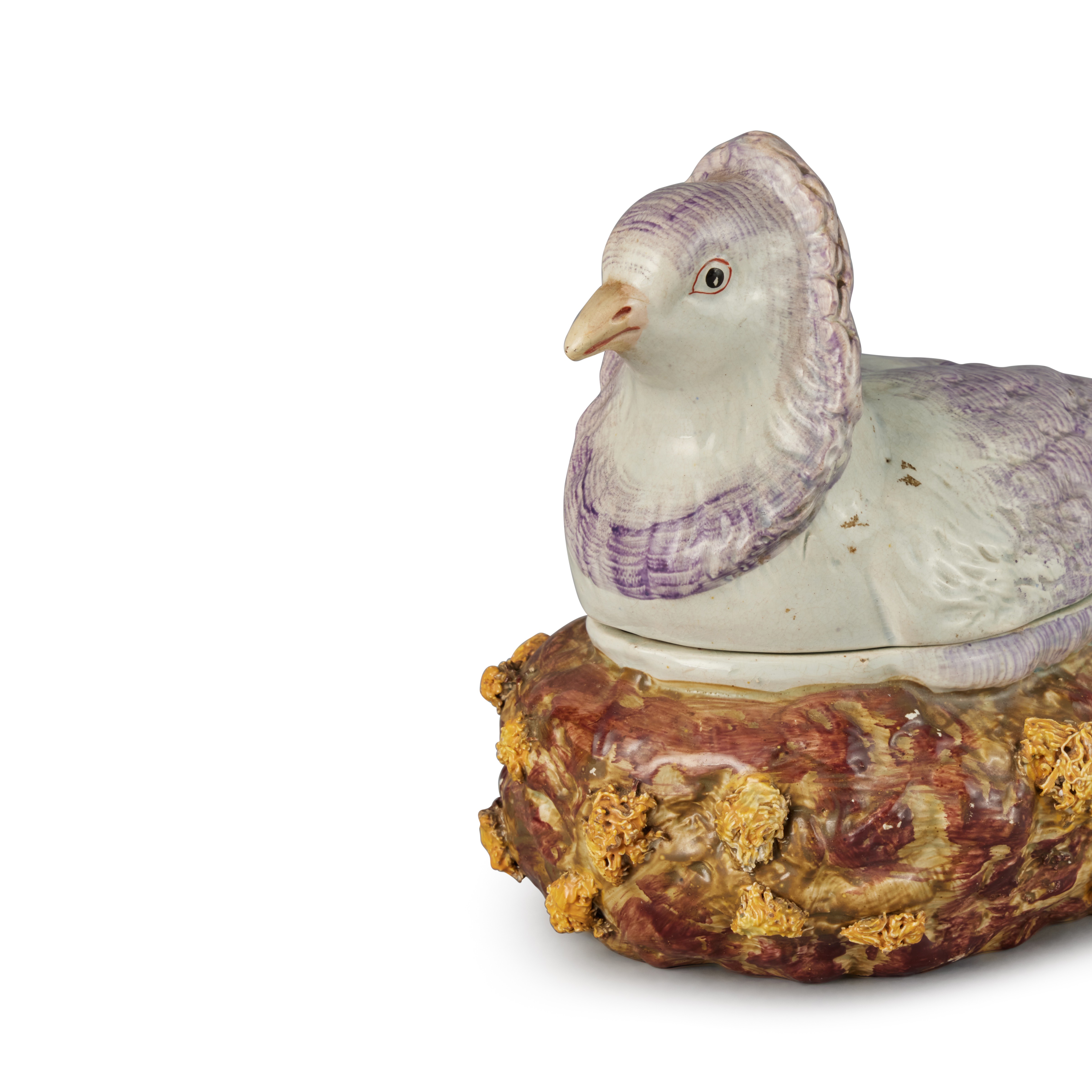 An English Pearlware Polychrome Box and Cover in the form of a Nesting ...