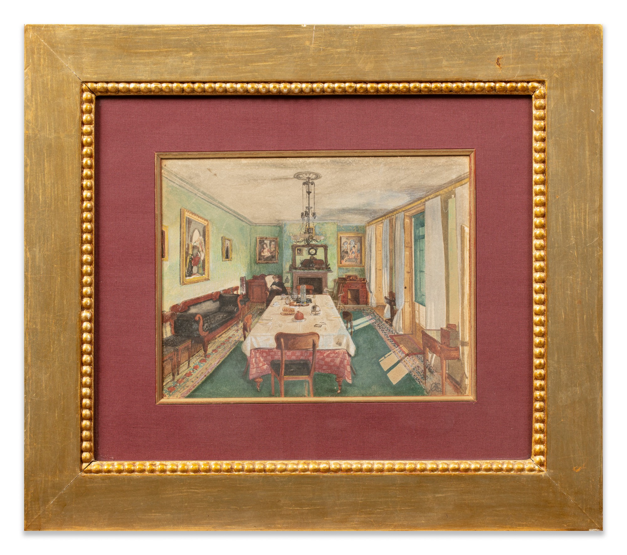 German School, circa 1840 | A Lady reading in a living room | Style ...