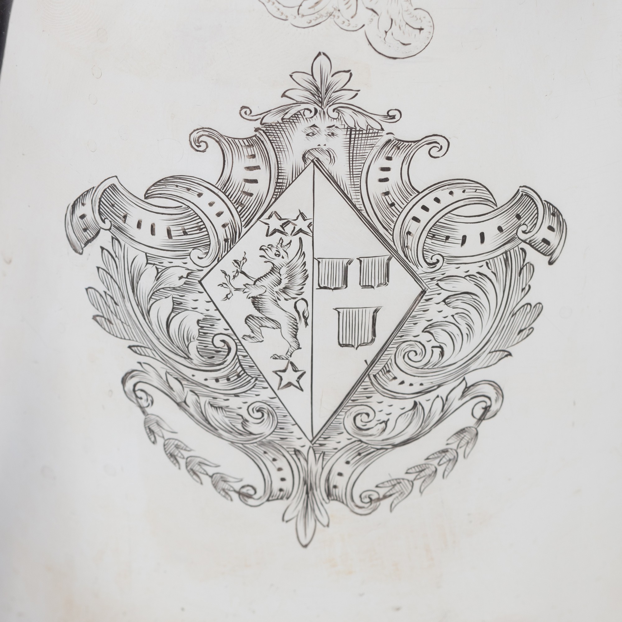 A George II armorial engraved silver coffee-pot, Pezé Pilleau, London ...