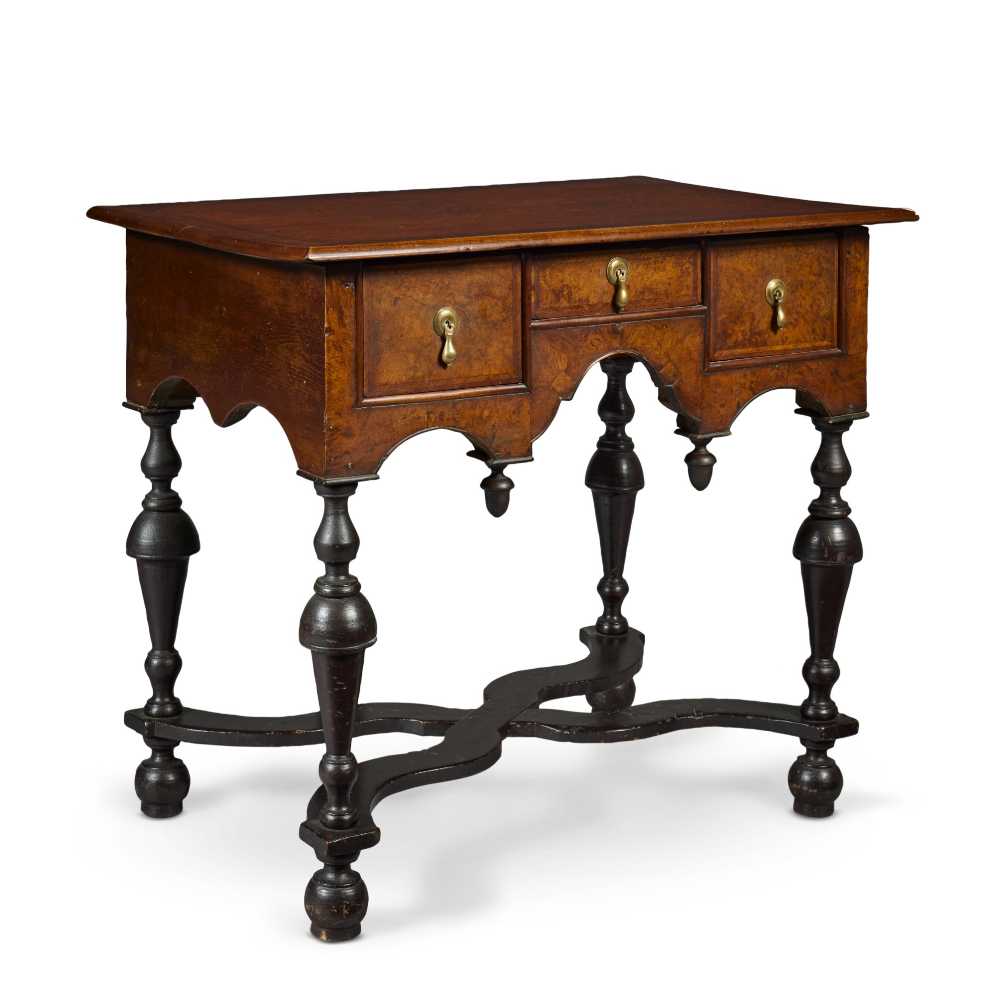 A Fine and Rare William and Mary Ebonized Maple and Figured Walnut Dressing Table, Massachusetts ...