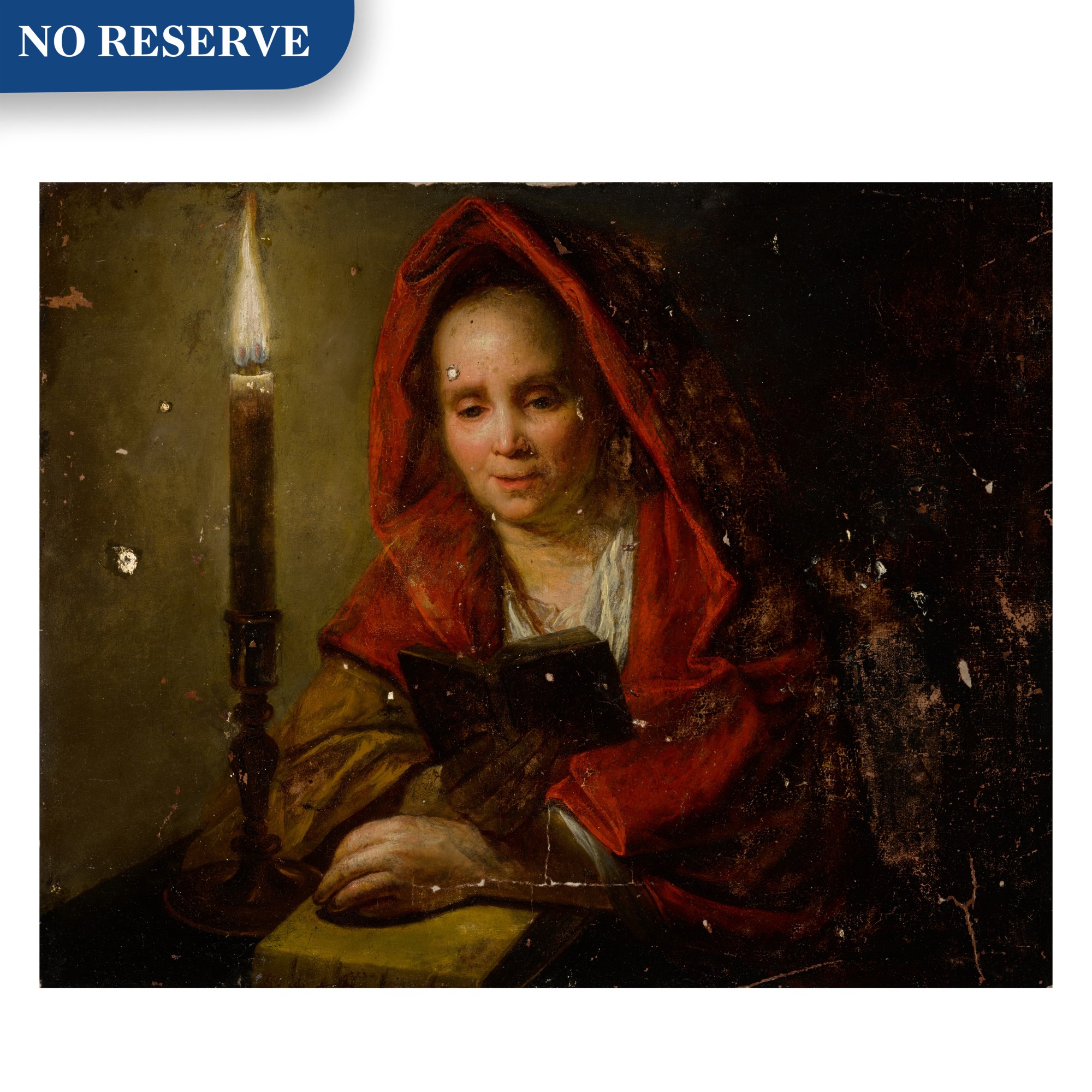 A woman in a red cloak reading by candlelight | Master Paintings and ...