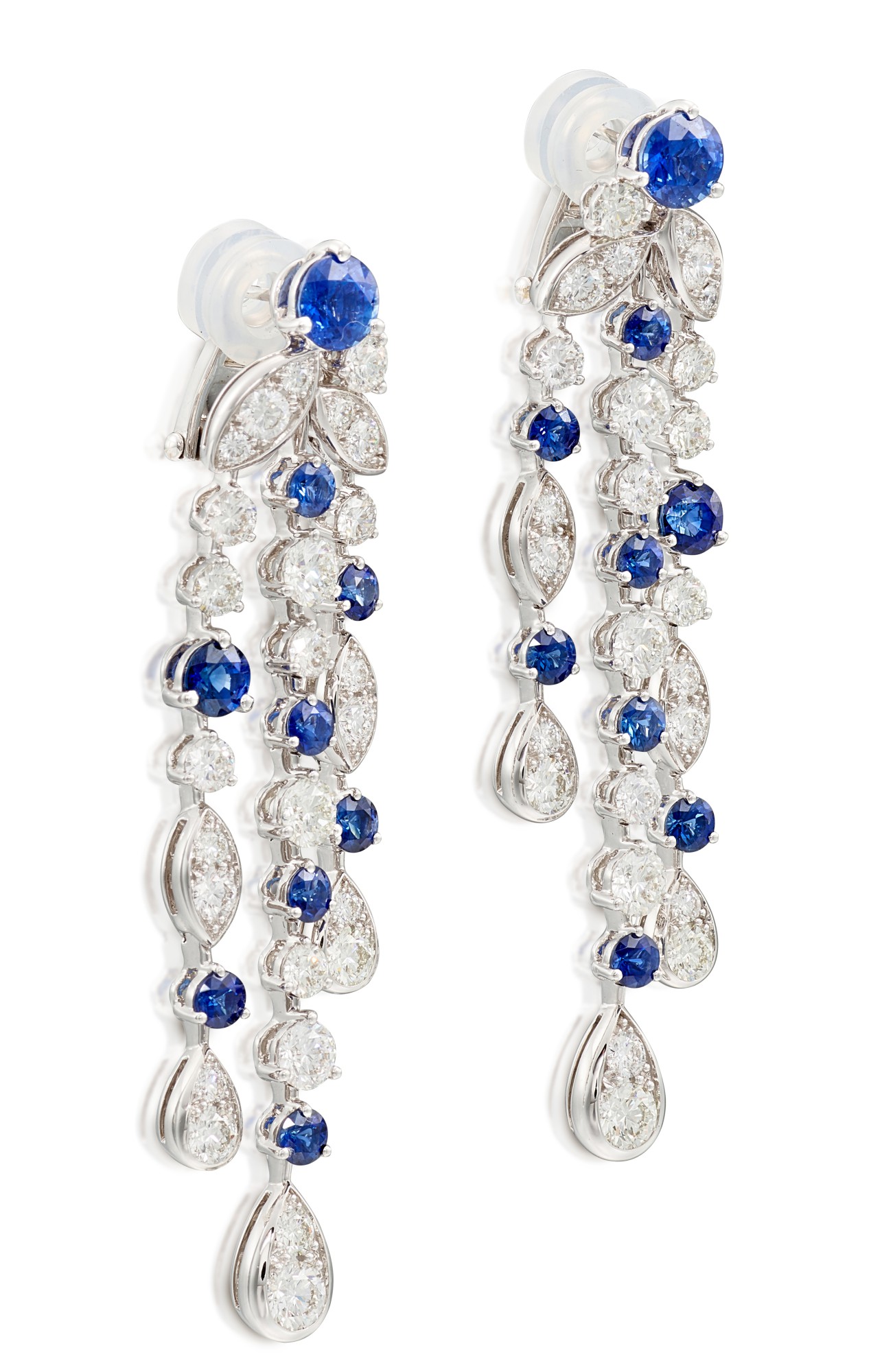 GRAFF | 'RHYTHM' PAIR OF DIAMOND AND SAPPHIRE PENDENT EARRINGS | 格拉夫 ...