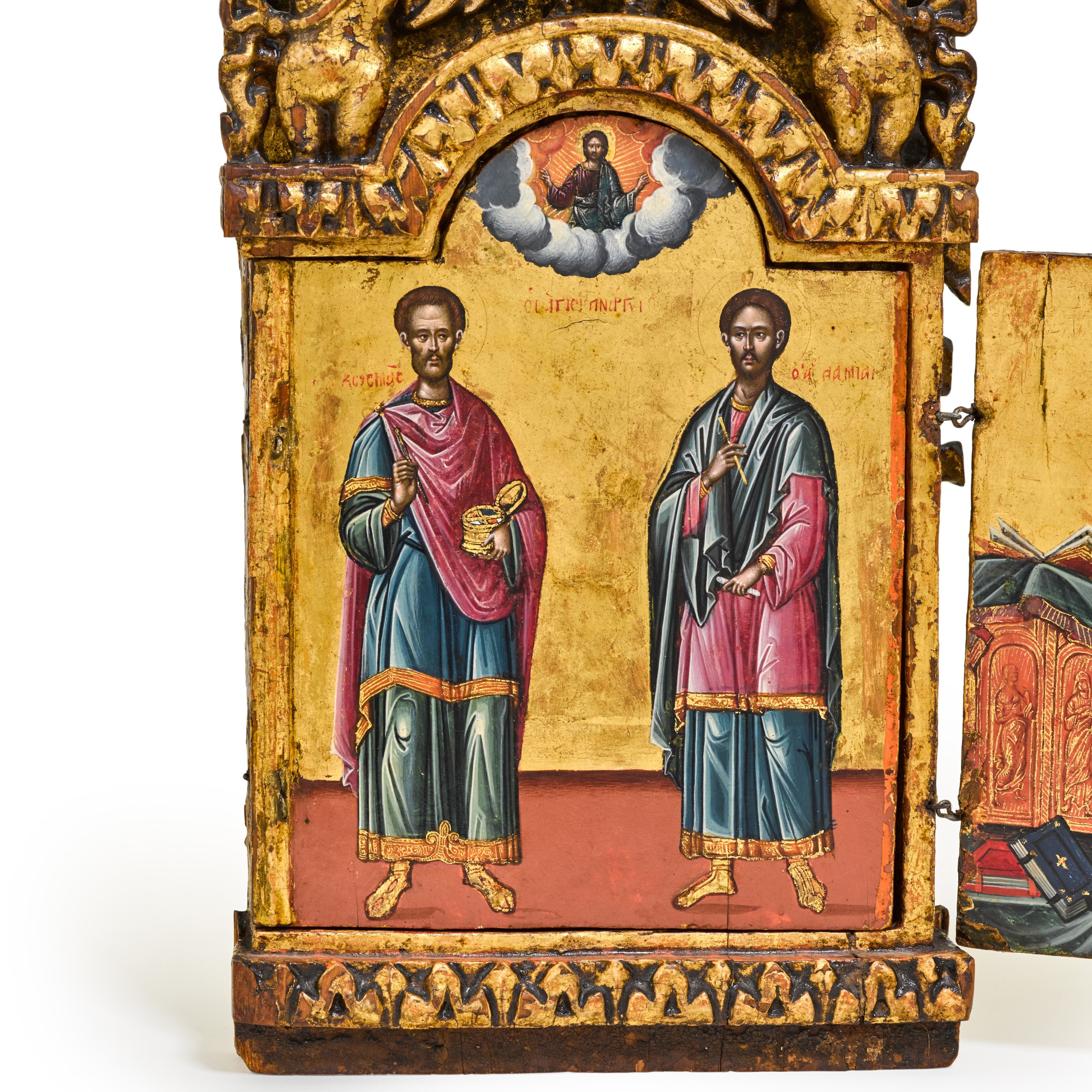 A finely painted and unusual triptych in the Cretan style, possibly St ...
