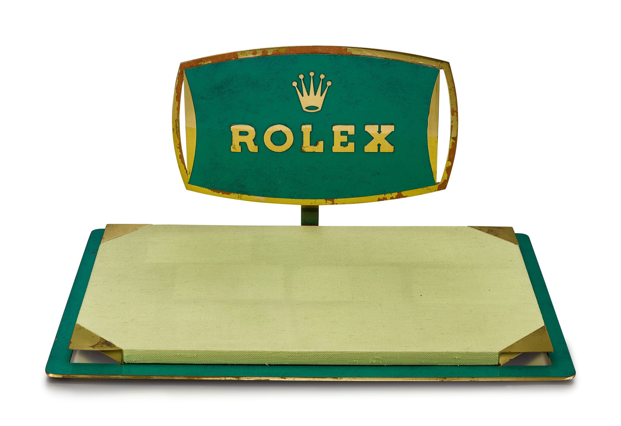 ROLEX | A GILT BRASS AND GREEN ENAMEL RETAILER’S WINDOW DISPLAY, CIRCA ...