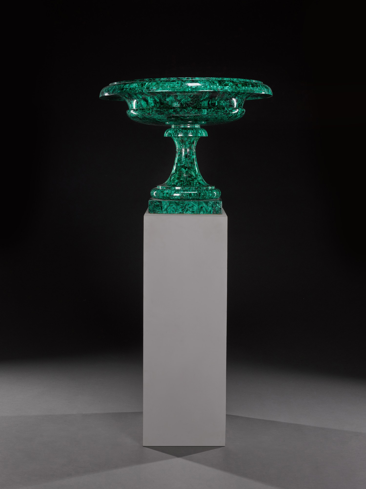 A Russian malachite tazza, after a design by I.I. Galberg, circa 1825 ...