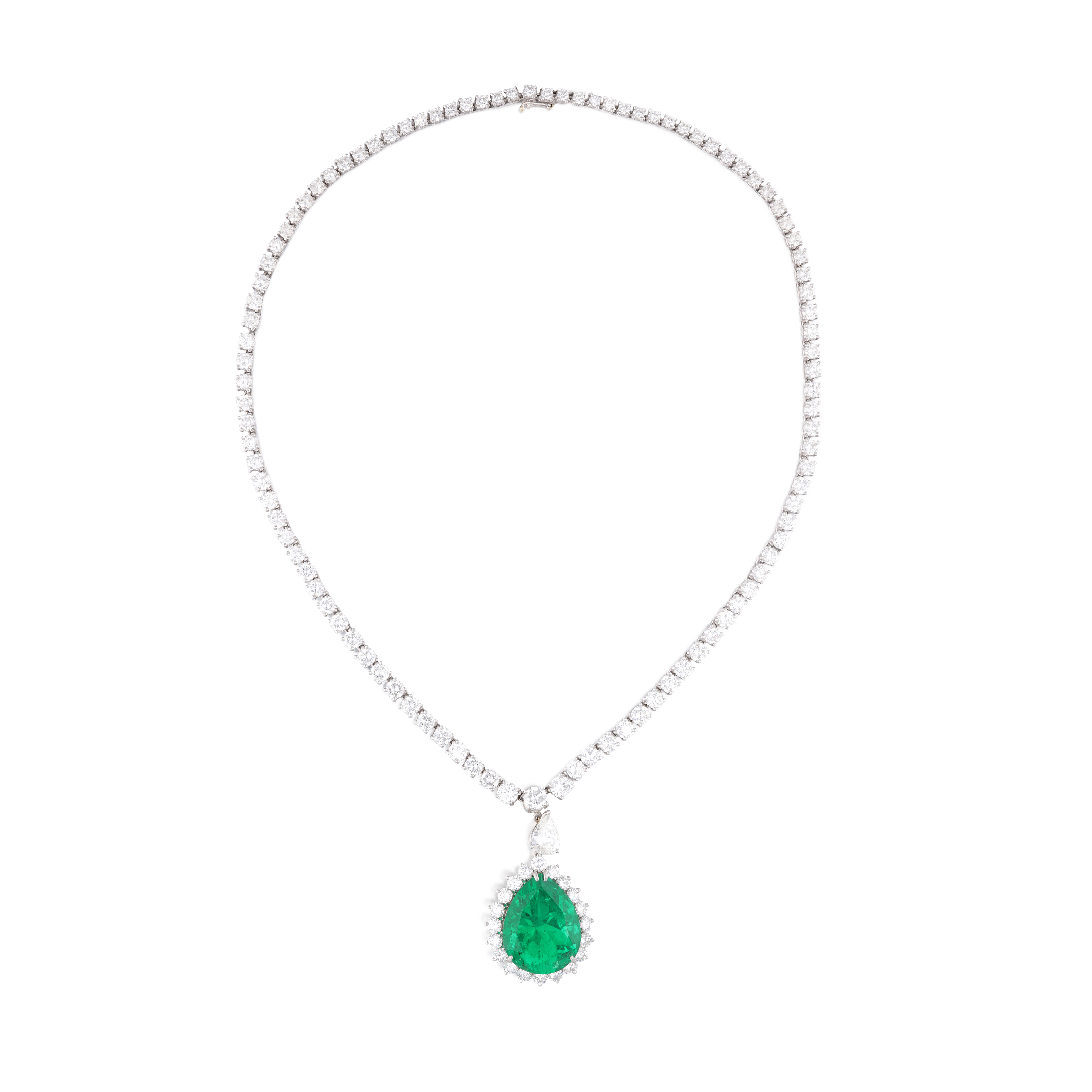 Platinum, White Gold, 18.72ct Colombian Emerald And Diamond Pendant ...