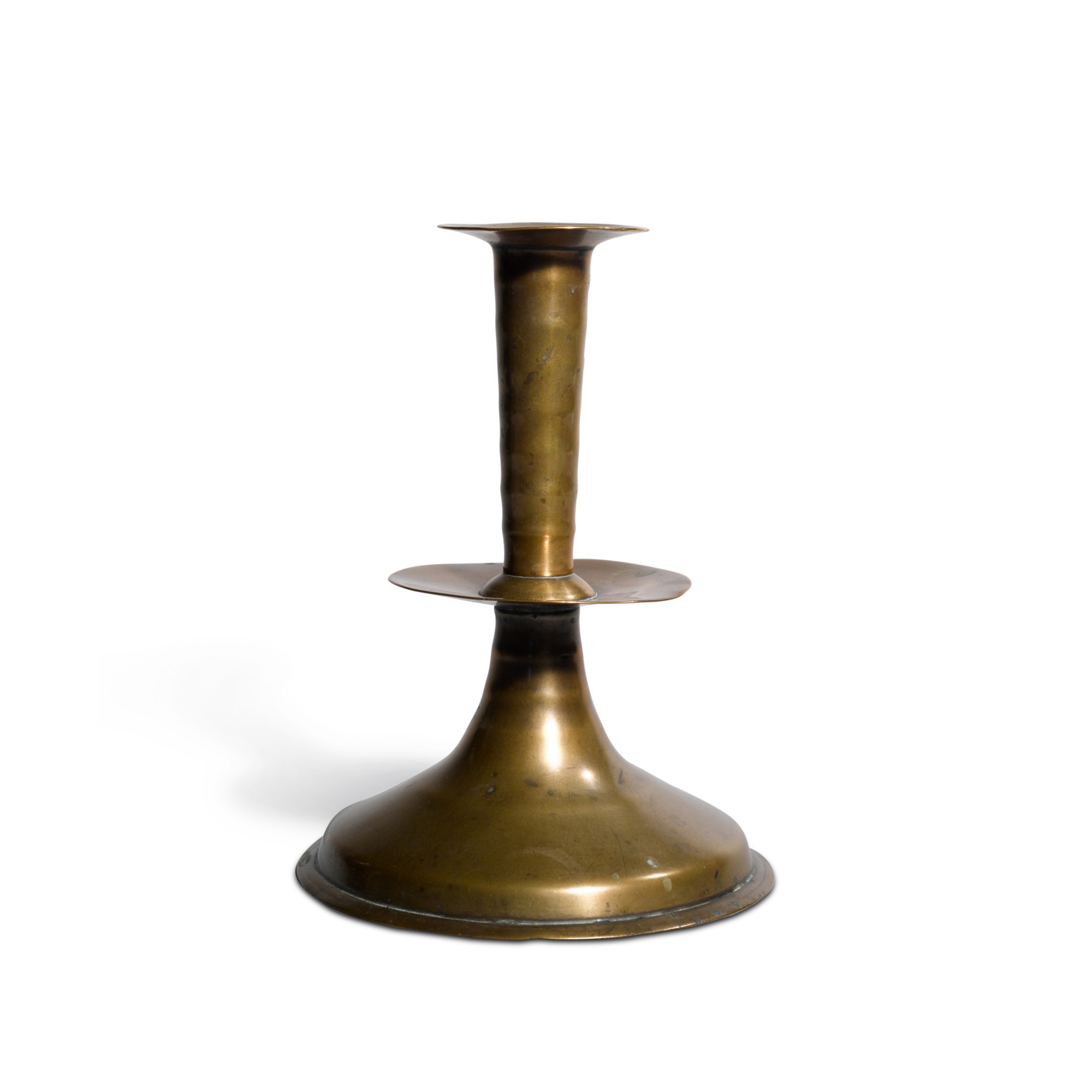 Fine and Rare English Cast Brass 'Trumpet' Circular-Based Candlestick ...
