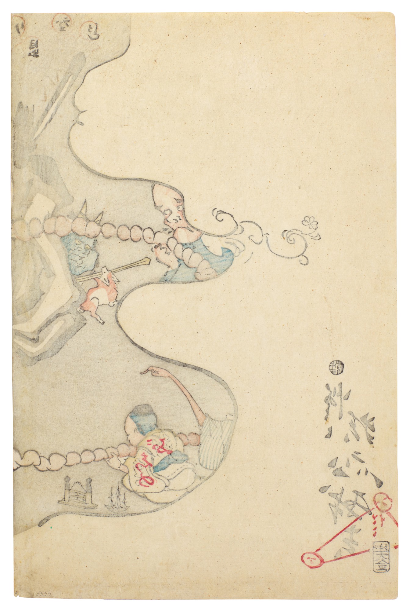 Kawanabe Kyosai (1831-1889) Comic One Hundred Turns of the Rosary (Doke ...