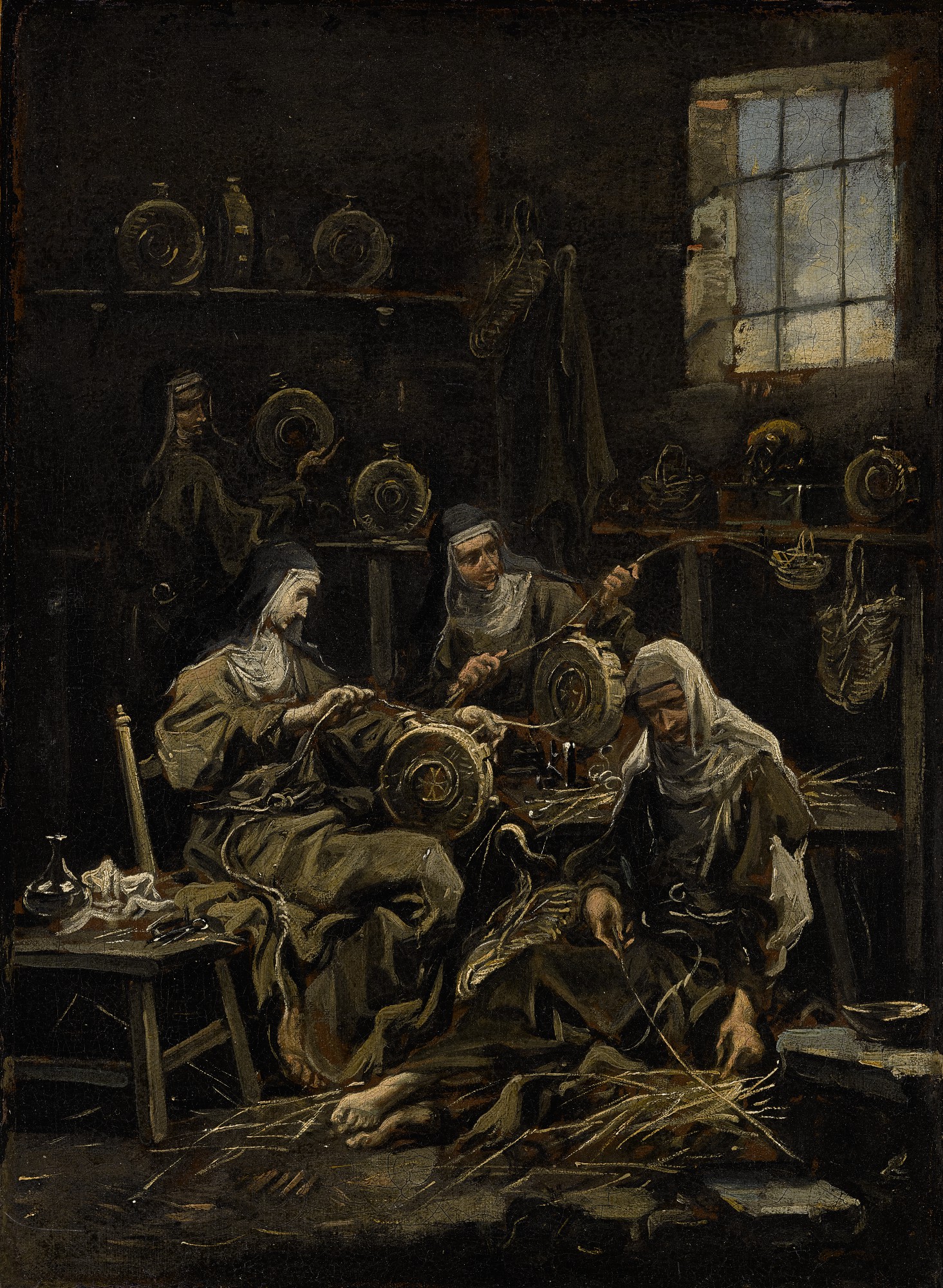 ALESSANDRO MAGNASCO, CALLED LISSANDRINO | NUNS MAKING WICKER FLASKS IN ...