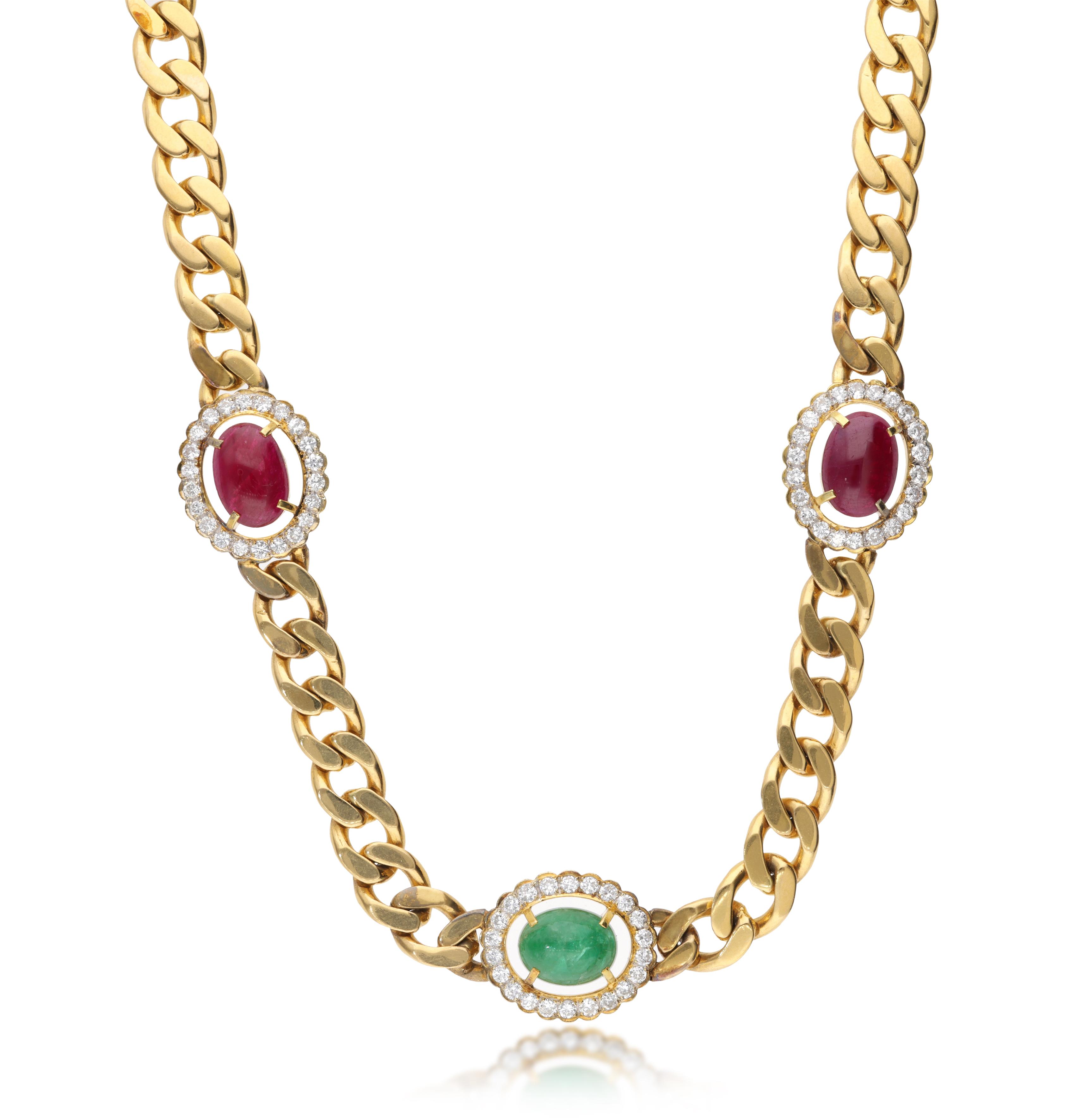 Ruby and emerald gold necklace store