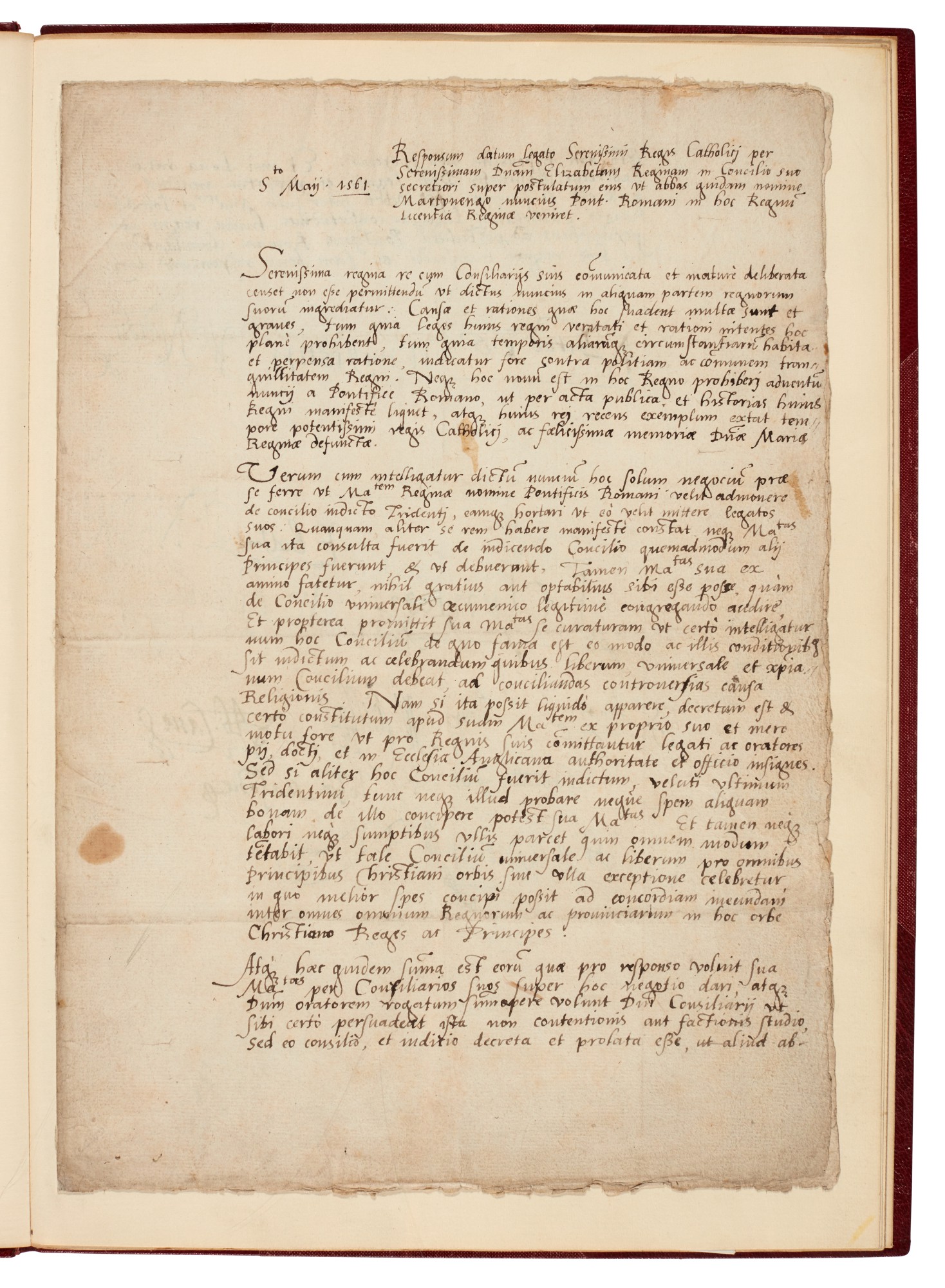 Queen Elizabeth I--Privy Council | Letter refusing to allow a Papal ...