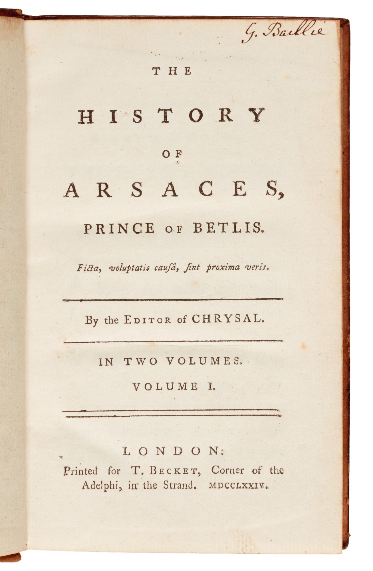JOHNSTON | The History of Arsaces, 1774 | English Literature, History ...