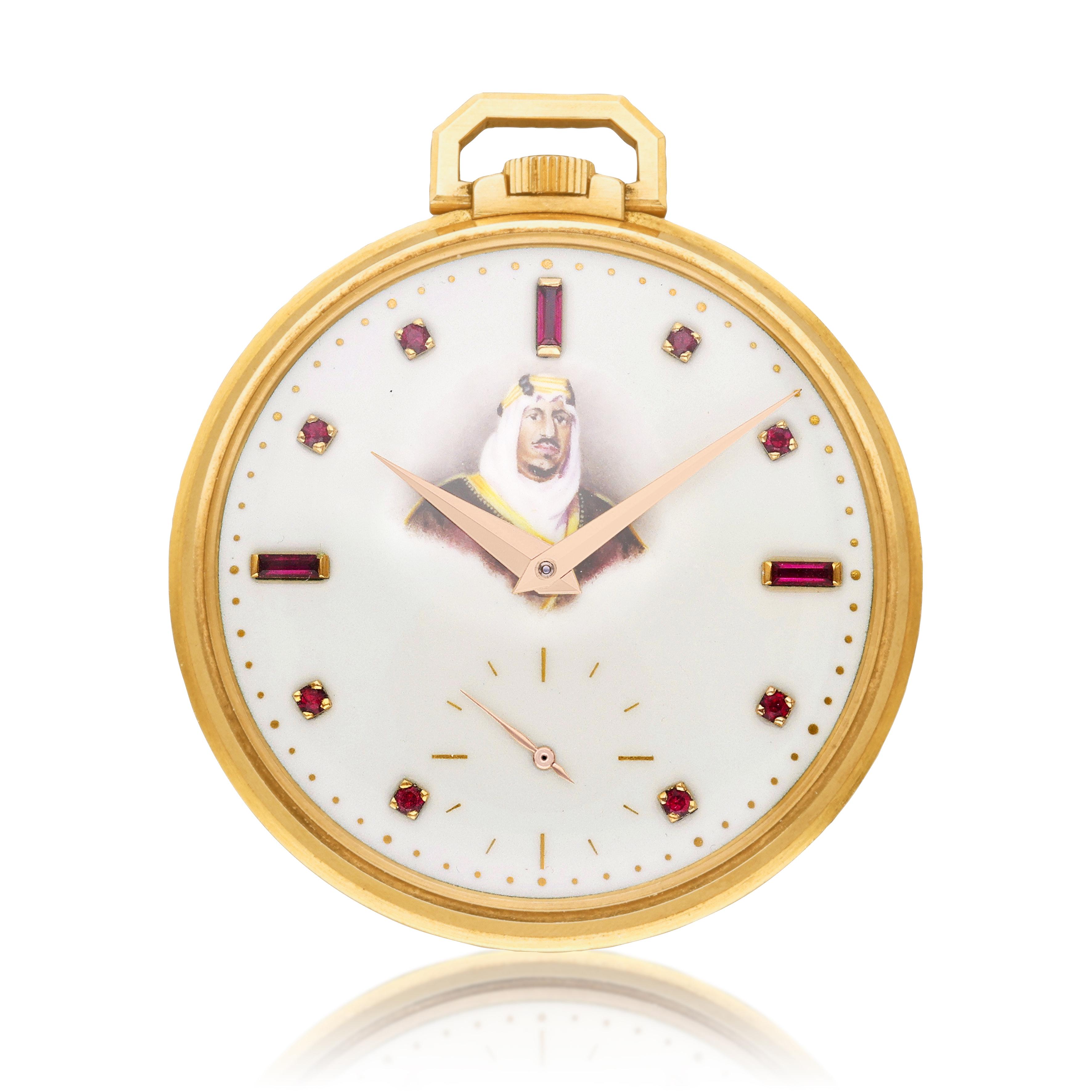 Reference 600/1 | A rare pink gold and ruby-set open faced watch, made ...