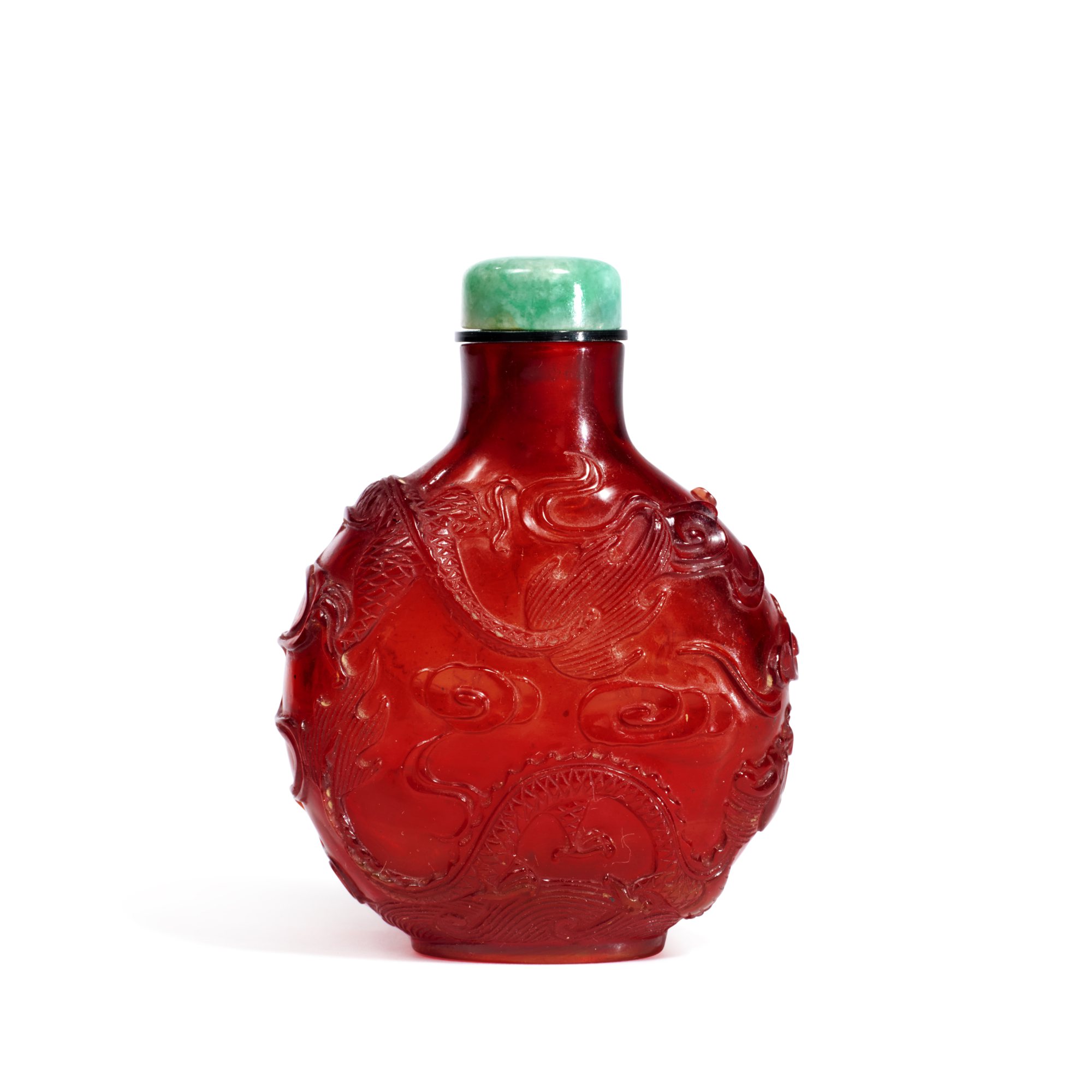 A ruby-red glass 'dragon' snuff bottle, Qing dynasty, 18th / 19th ...