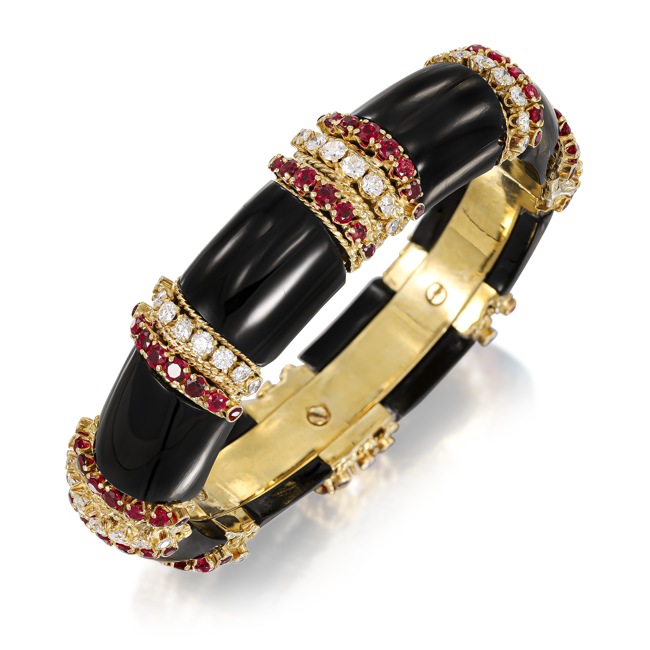 Van Cleef & Arpels Vintage Gold, Onyx, Ruby And Diamond Bangle Bracelet Available For Immediate ...