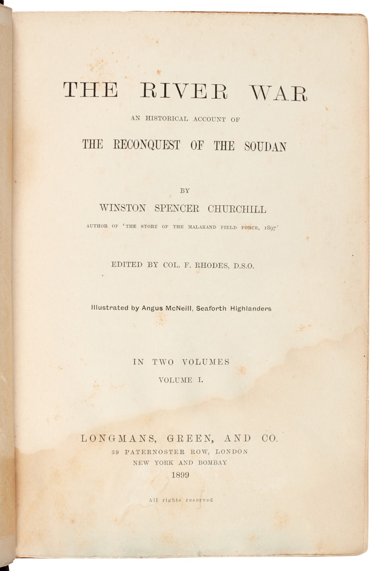 Winston Churchill | The River War, first edition, signed by the Aga ...