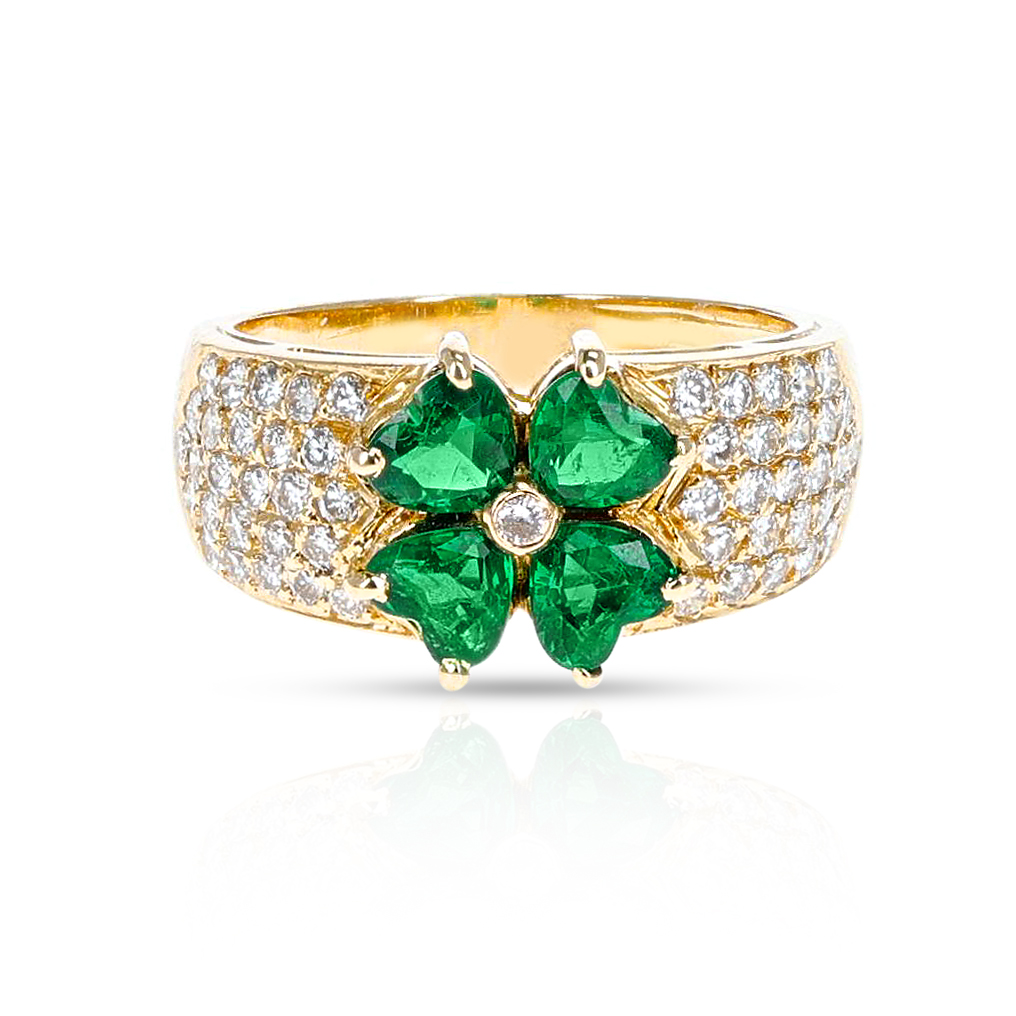 Van Cleef & Arpels Gold, Emerald And Diamond Clover Ring Available For ...