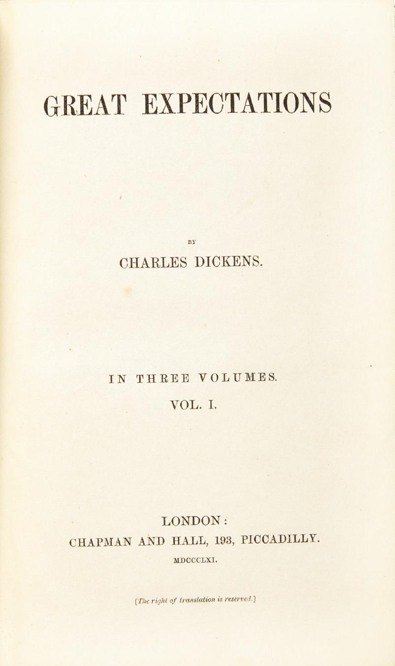 Dickens, Great Expectations, 1861, first edition, first impression ...