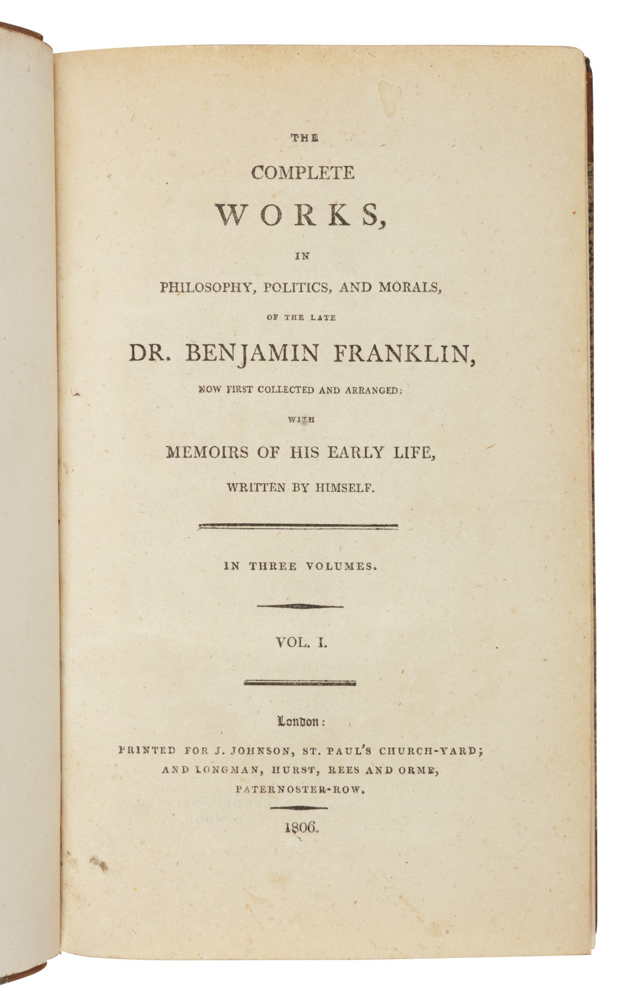 Franklin, Benjamin | Franklin's Works, 1806 | The Passion of American ...