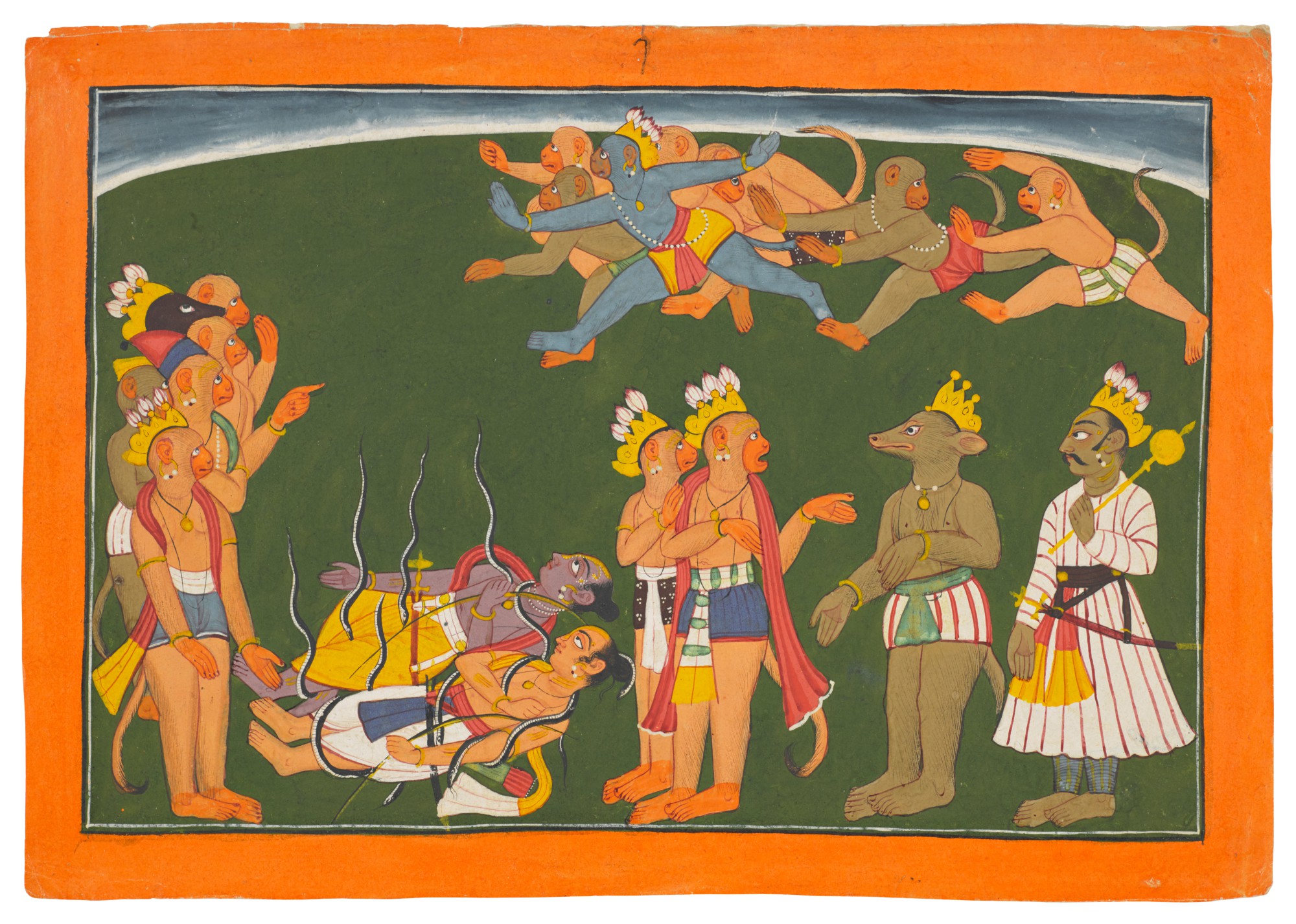An illustration from the Yuddha Kanda or Lanka Kanda of the 'Shangri ...