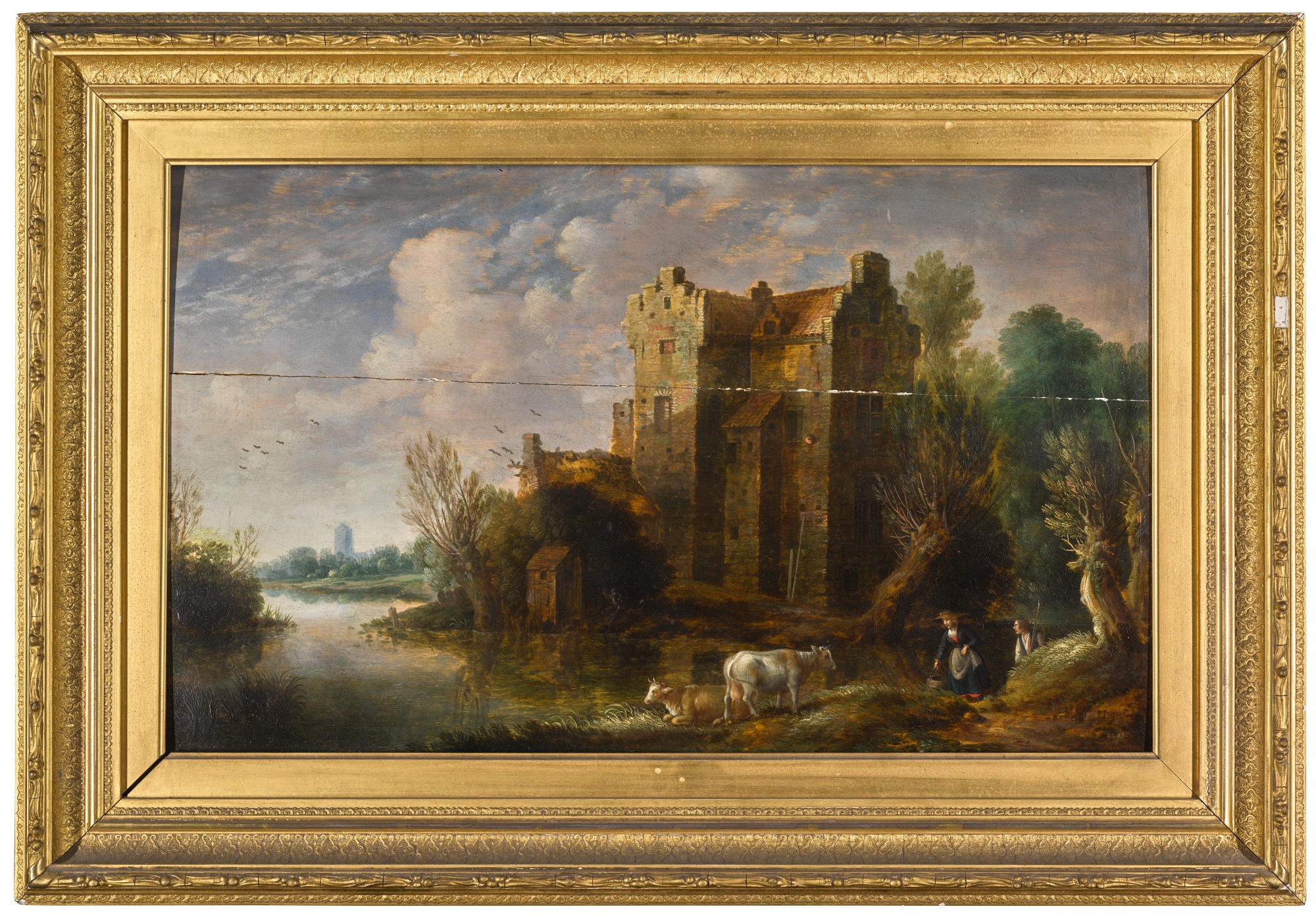 GILLIS PEETERS THE ELDER | A RIVER LANDSCAPE WITH FIGURES AND CATTLE ...